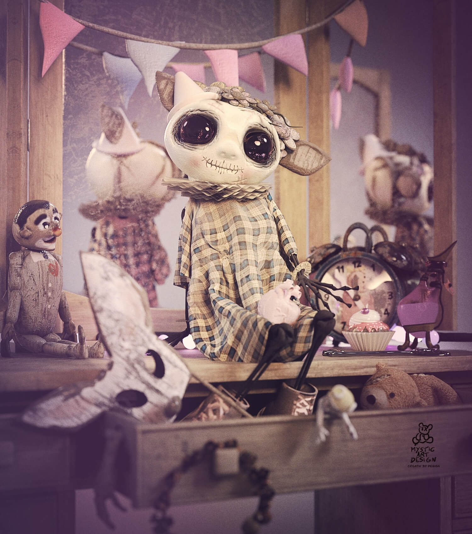 Elna Fairy as Clown 3D Render, Digital Art by MysticArtDesign