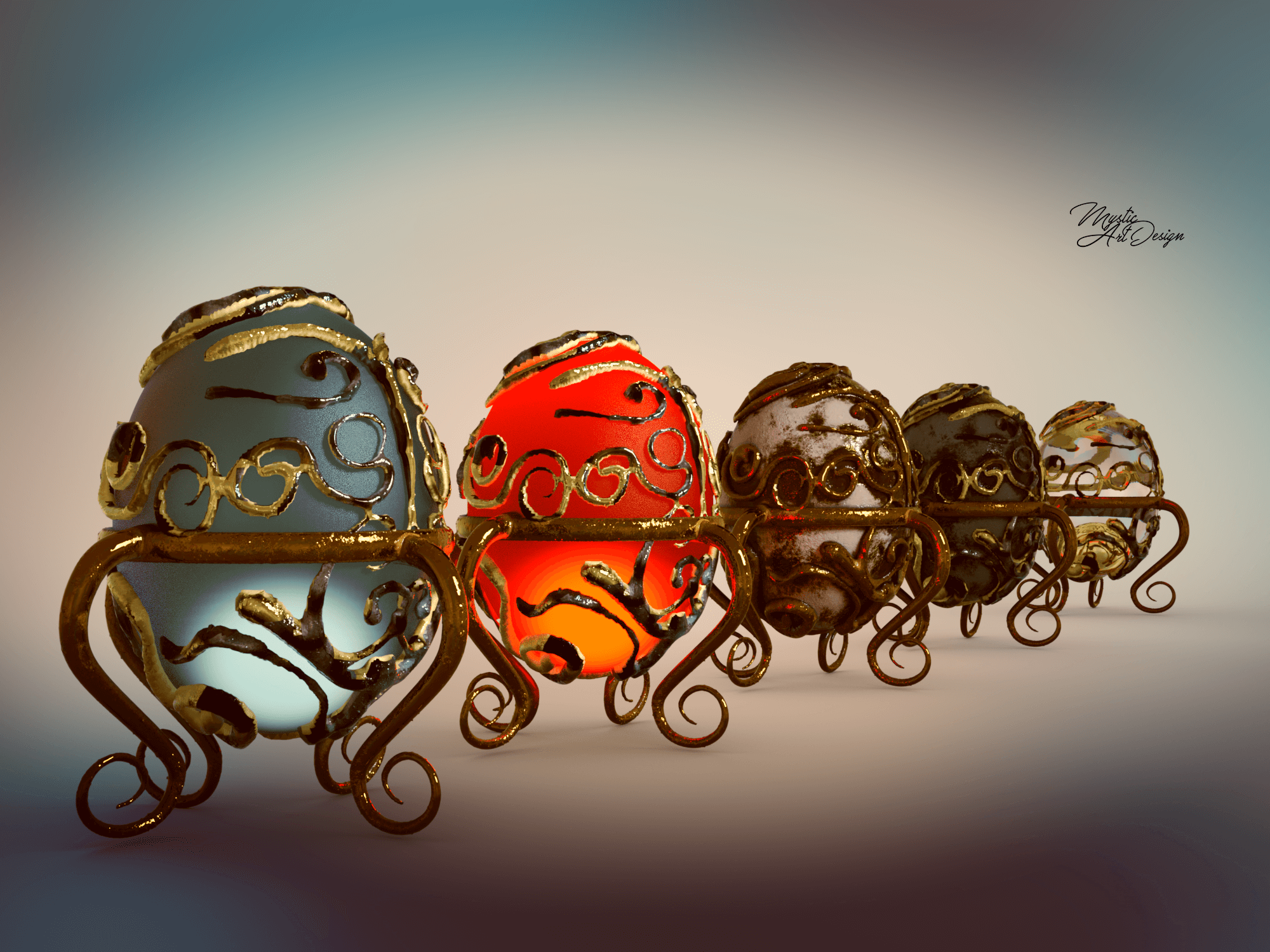Faberge Egg 3D Render, Digital Art by MysticArtDesign
