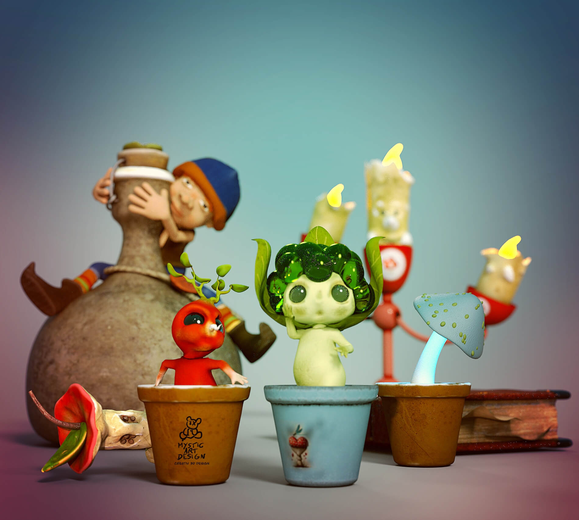 Fantasy fruit and vegetables 3D Render by MysticArtDesign