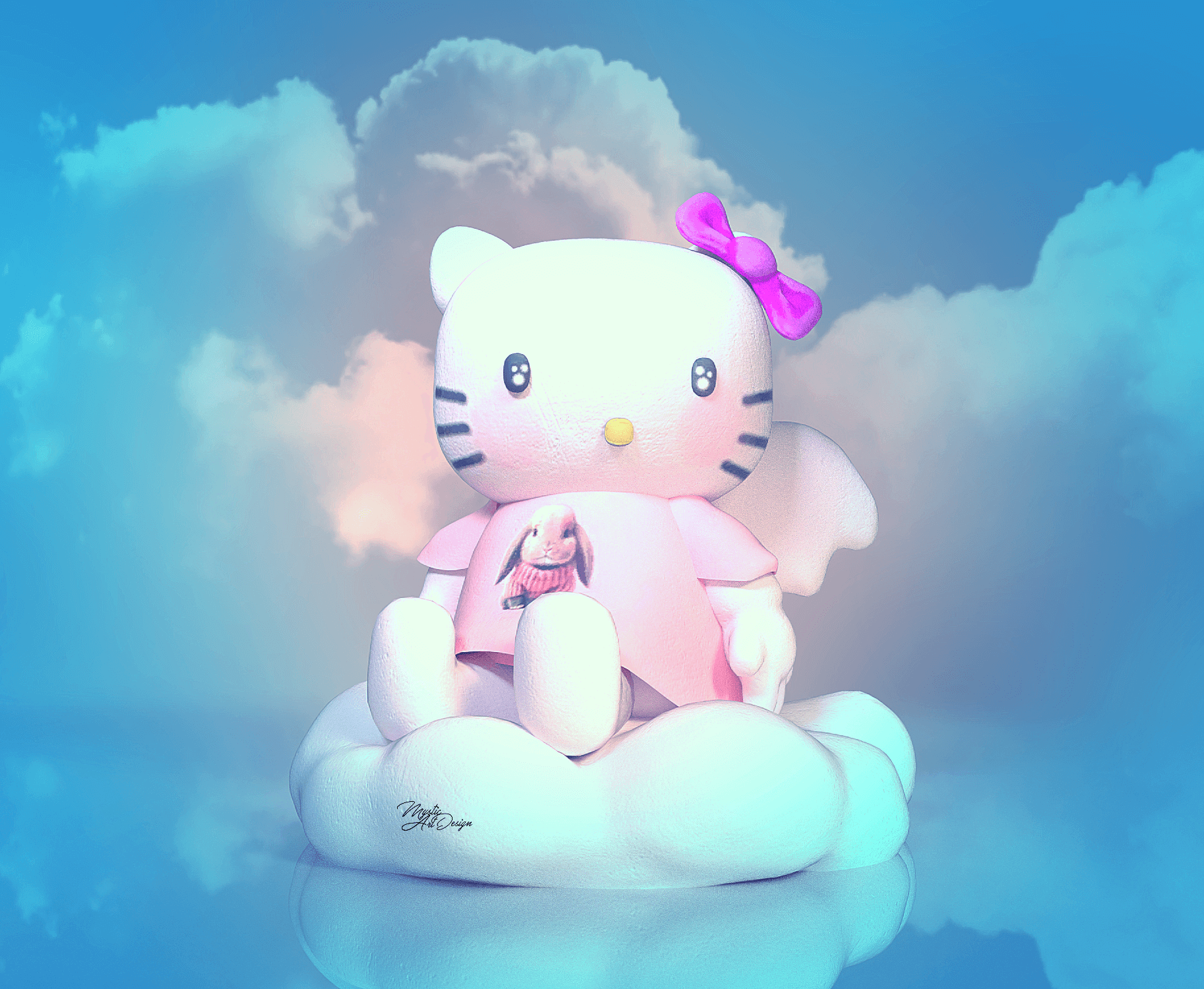 Hey Kittycat 3D Render, Digital Art by MysticArtDesign