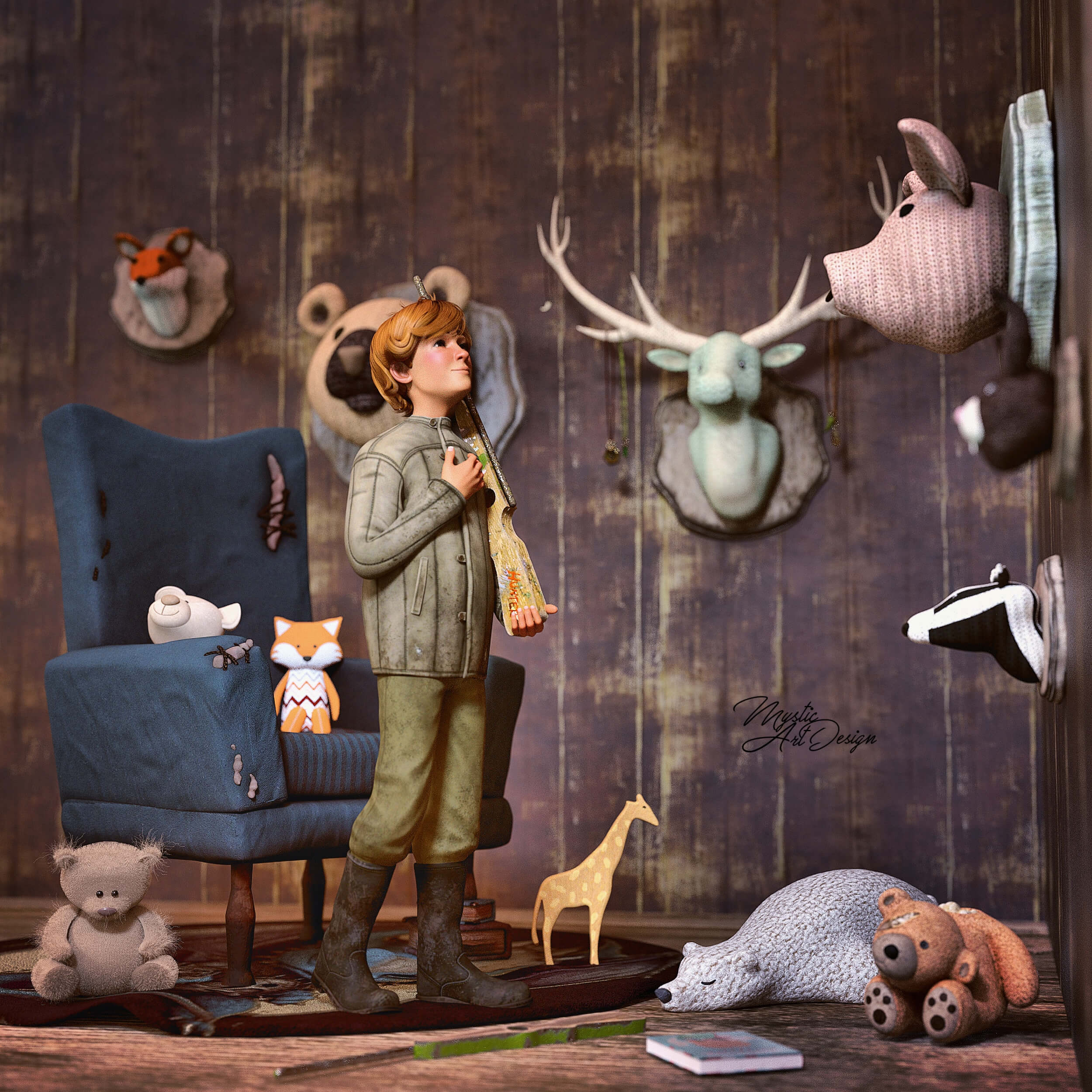 Hunter Trophy 3D Render, Digital Art by MysticArtDesign