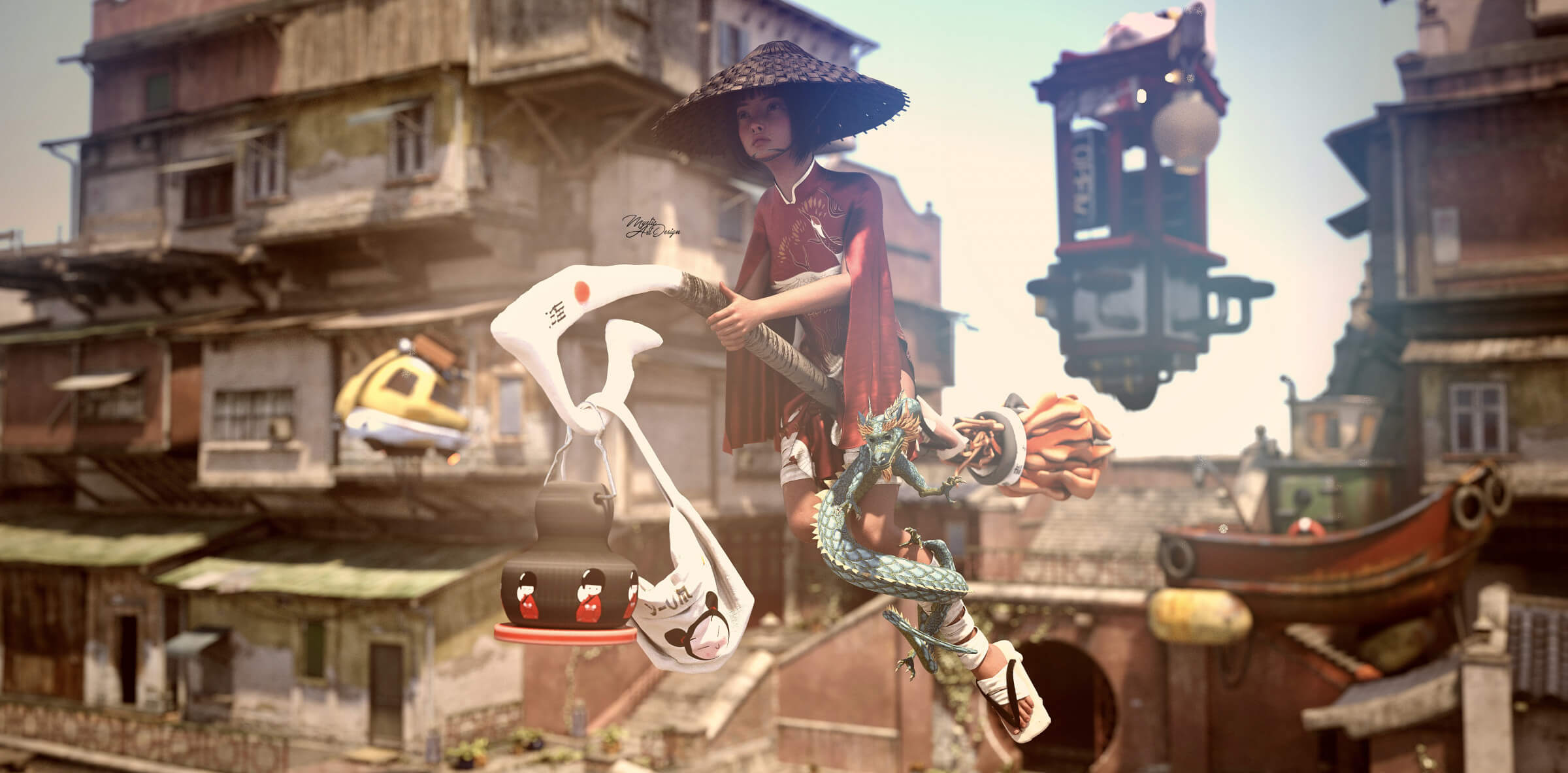 Japanese Witch Girl 3d Render Renderhub Gallery 