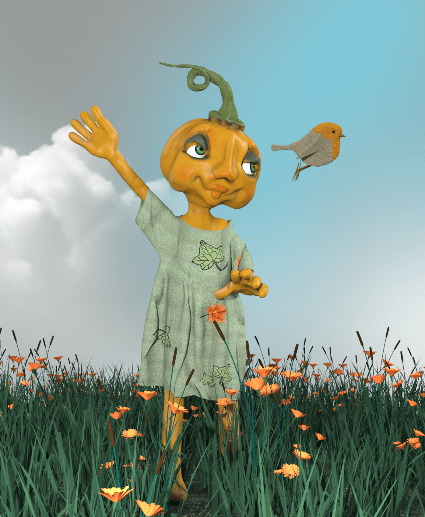 Mrs Pumpkin is now available! 3D Render by MysticArtDesign