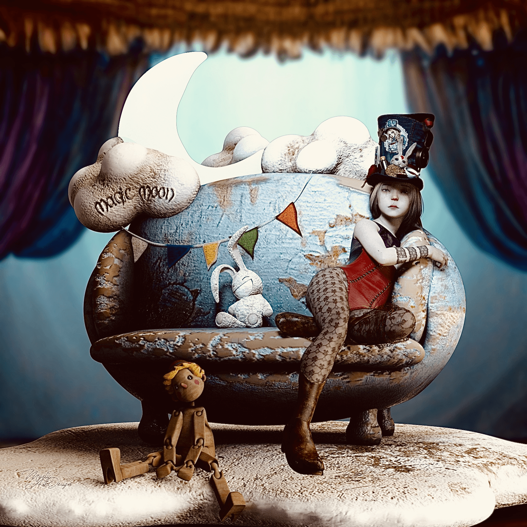 Old wizard Chair 3D Render, Digital Art by MysticArtDesign