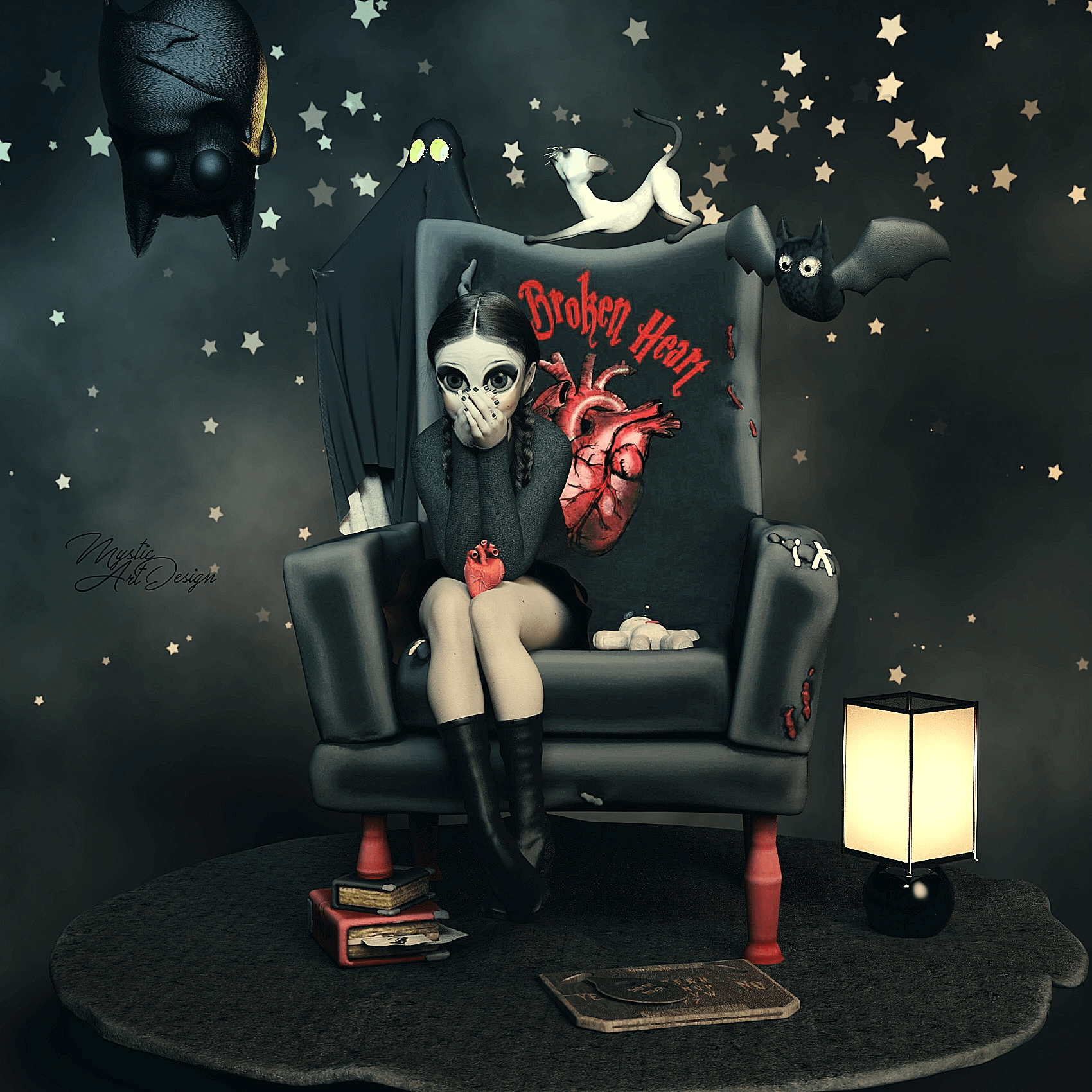 Old wizard Chair 3D Render, Digital Art by MysticArtDesign