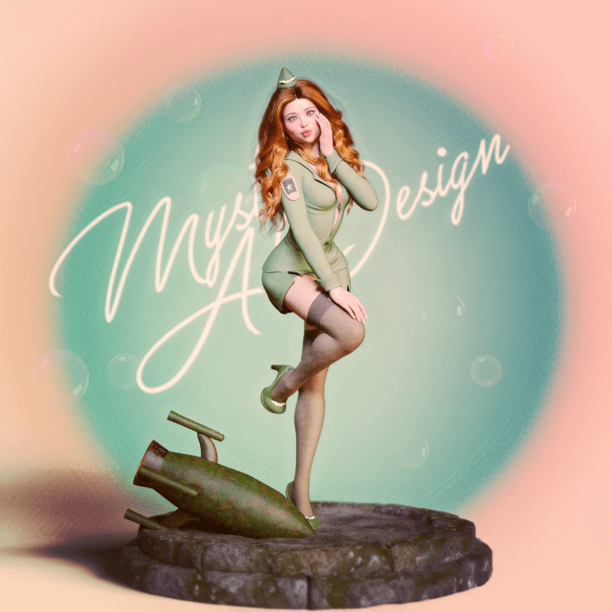 Pinup 2 3d Render Digital Art By Mysticartdesign