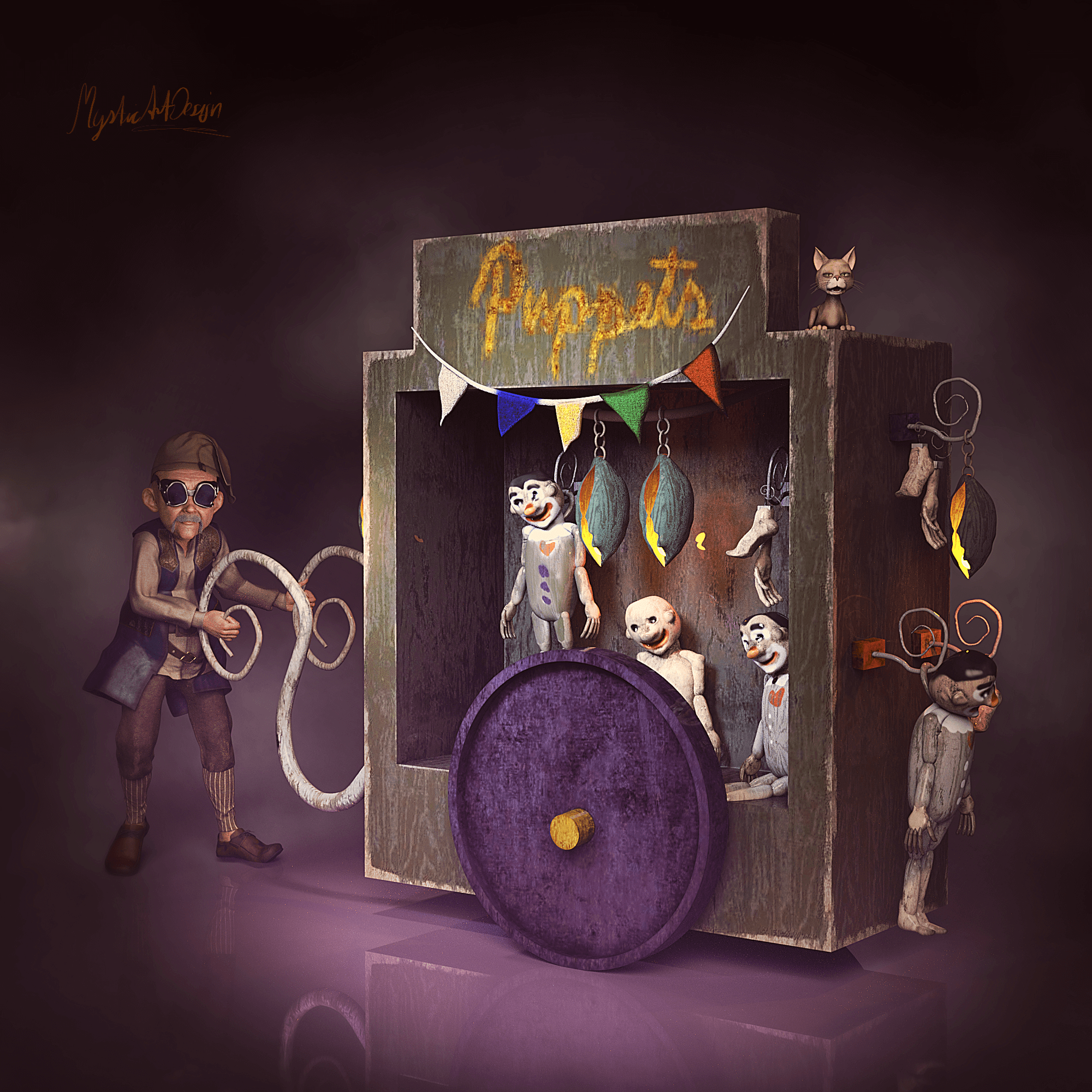 Puppets 3D Render, Digital Art by MysticArtDesign