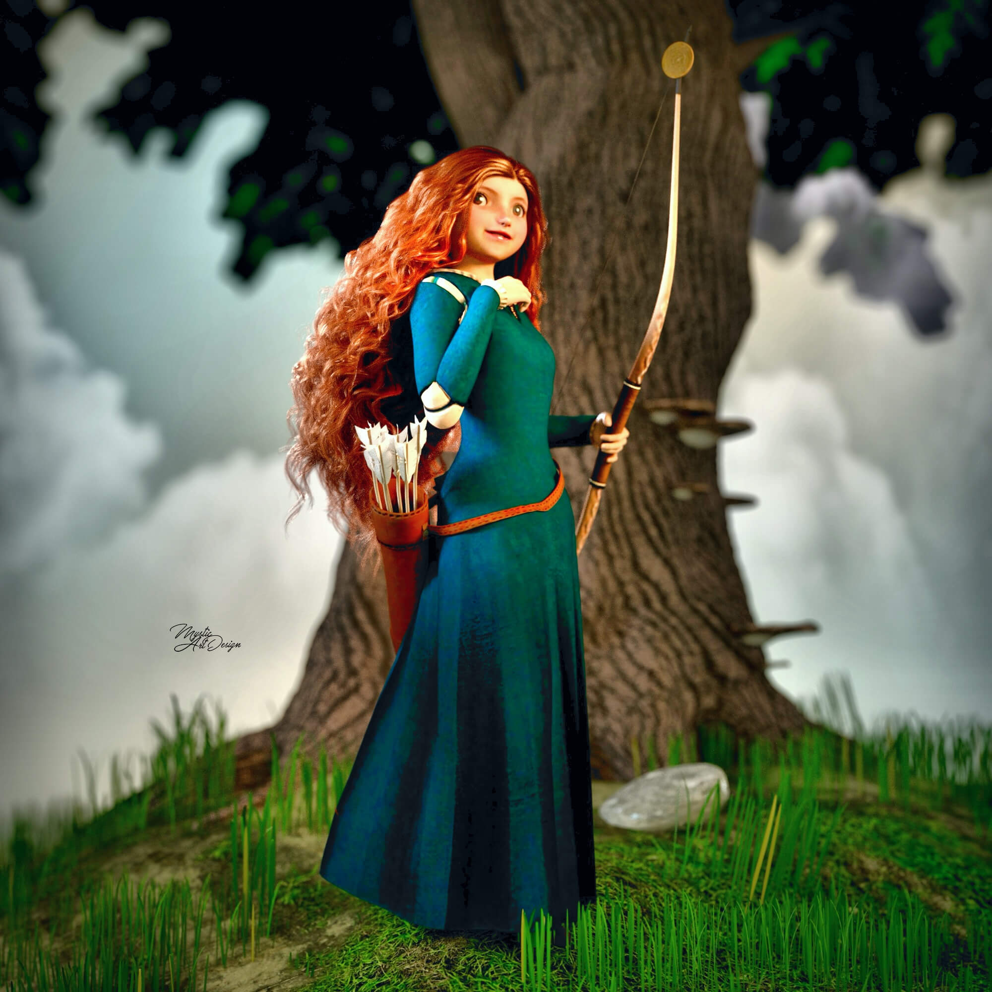 Red fuzzy Head 3D Render, Digital Art by MysticArtDesign