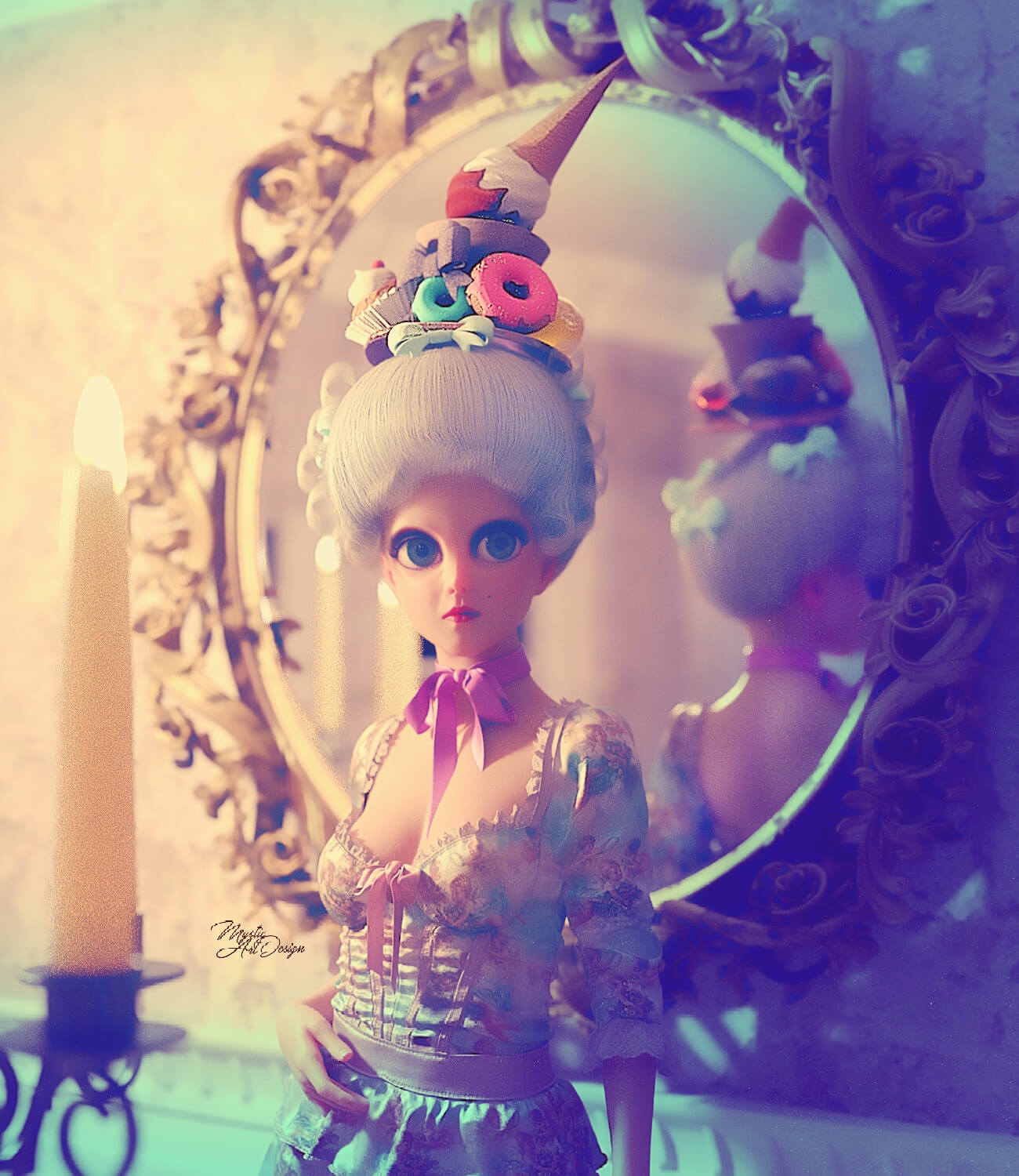 Rococo Portrait 3D Render, Digital Art by MysticArtDesign