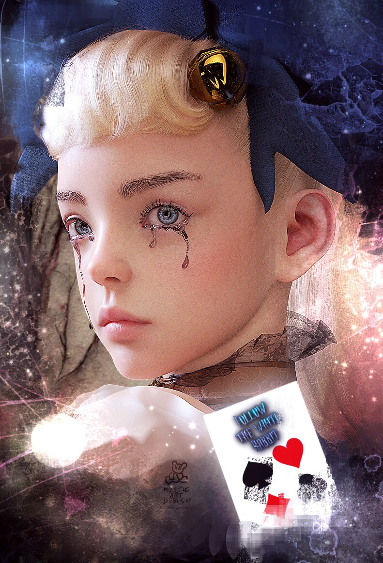 Sad Alice 3D Render, Digital Art by MysticArtDesign