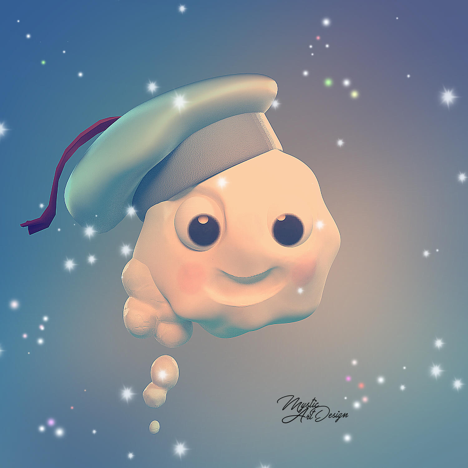 Snowman and Friend 3D Render, Digital Art by MysticArtDesign