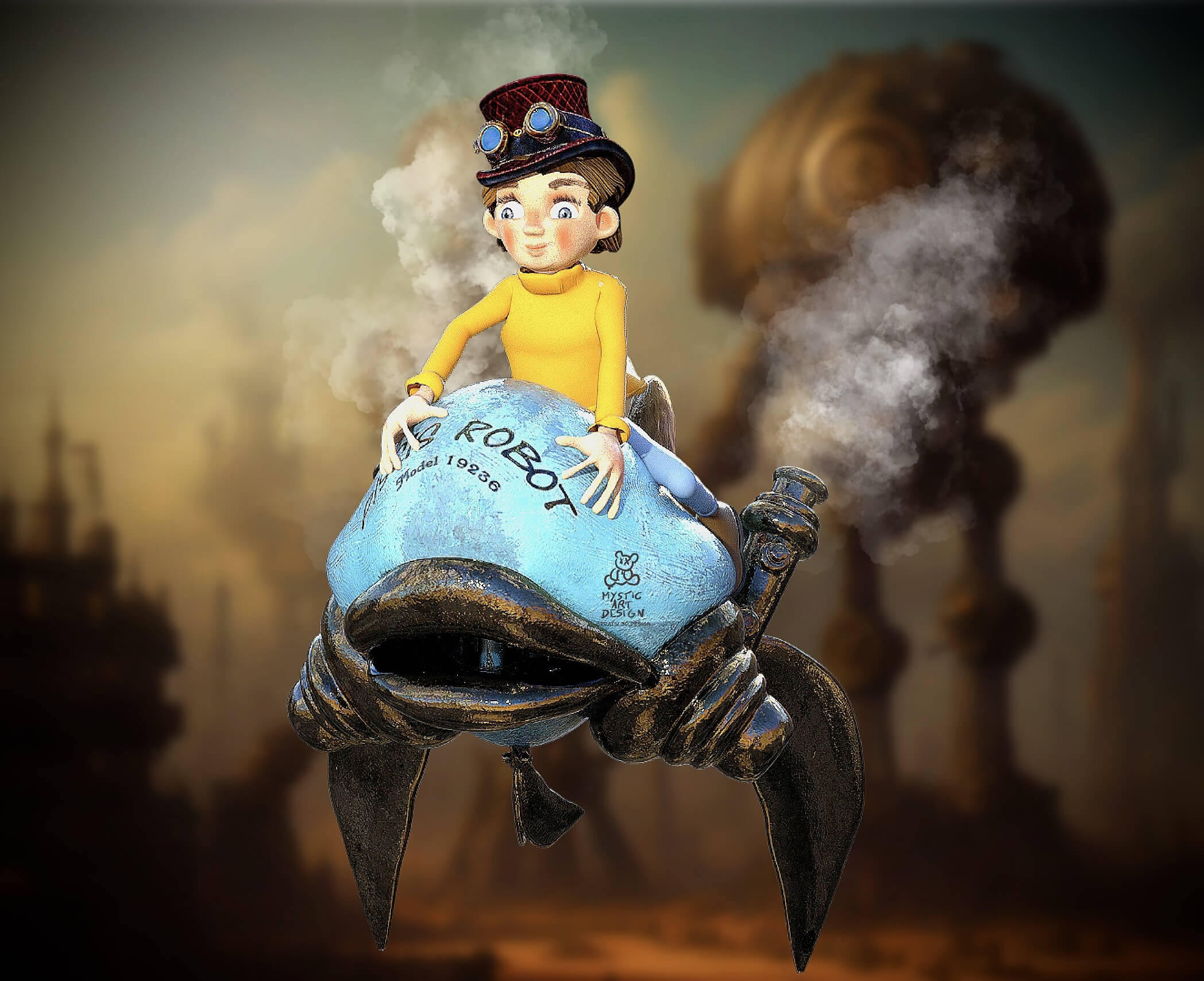 Steamfish 3D Render, Digital Art by MysticArtDesign