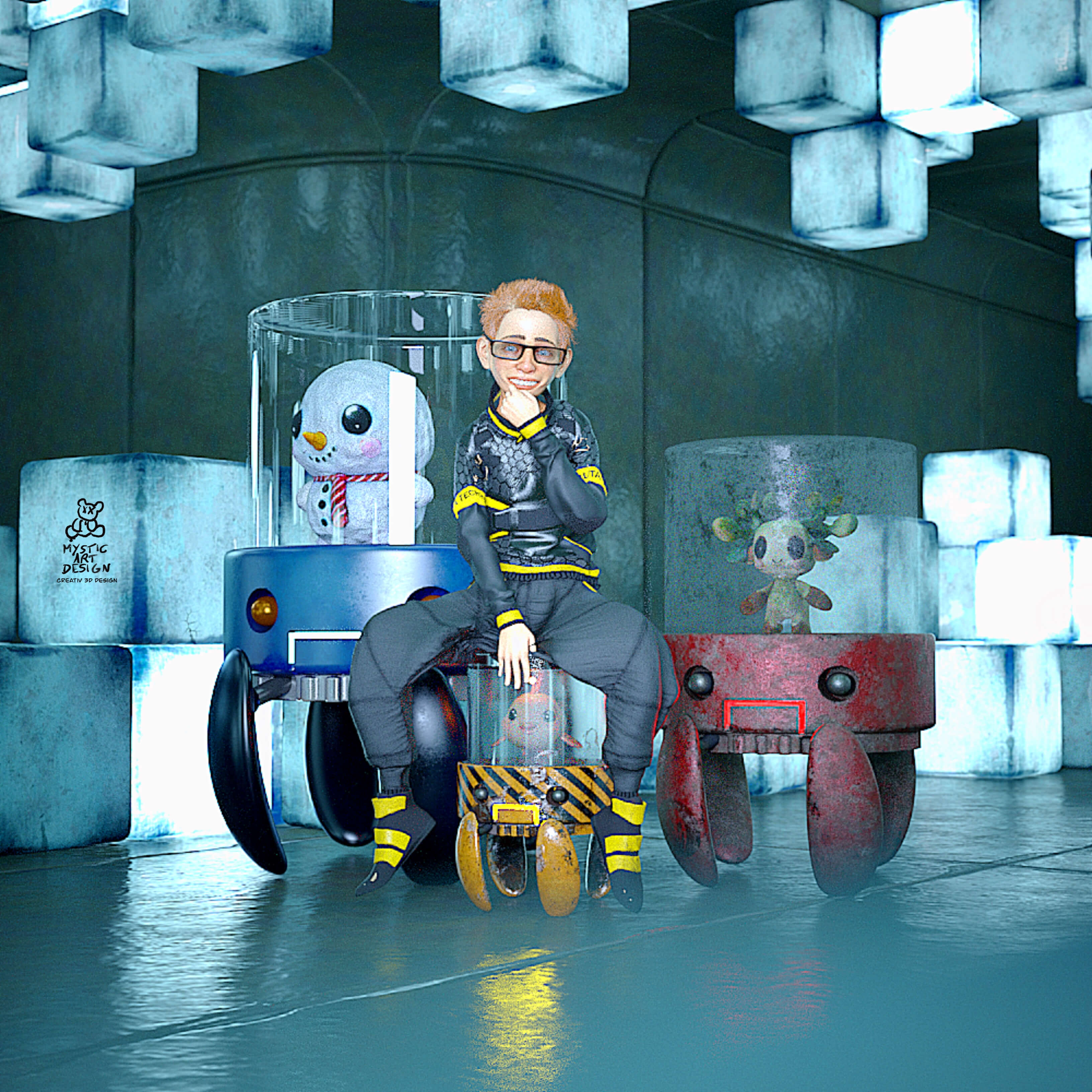 Tank Bot 3D Render, Digital Art by MysticArtDesign