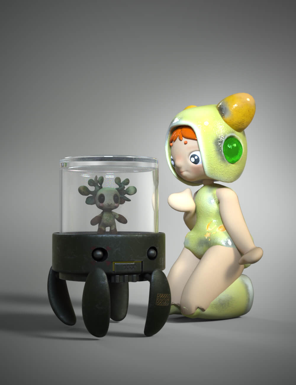 Tank Bot 3D Render, Digital Art by MysticArtDesign