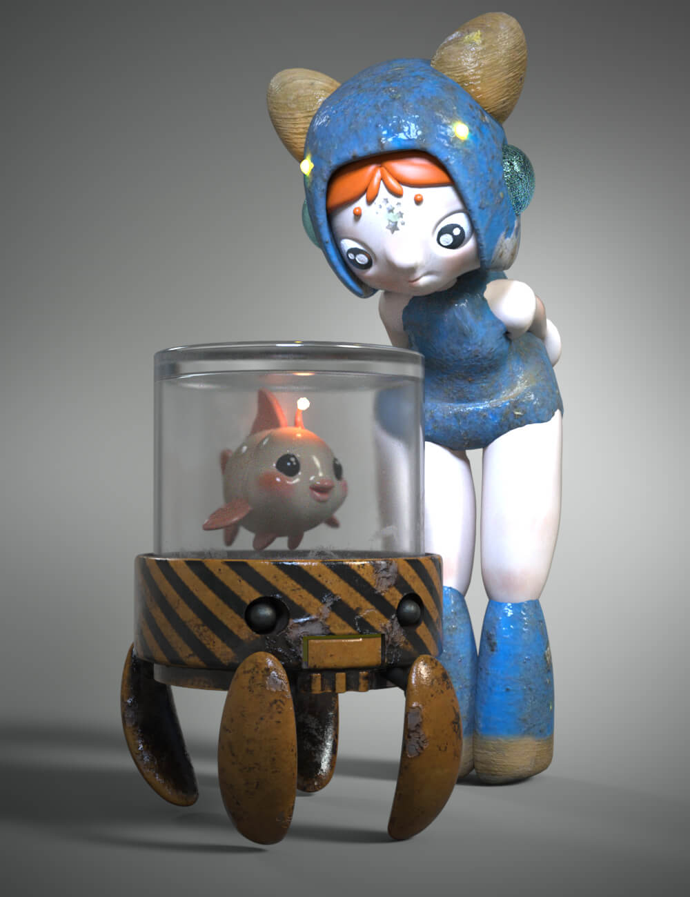 Tank Bot 3D Render, Digital Art by MysticArtDesign