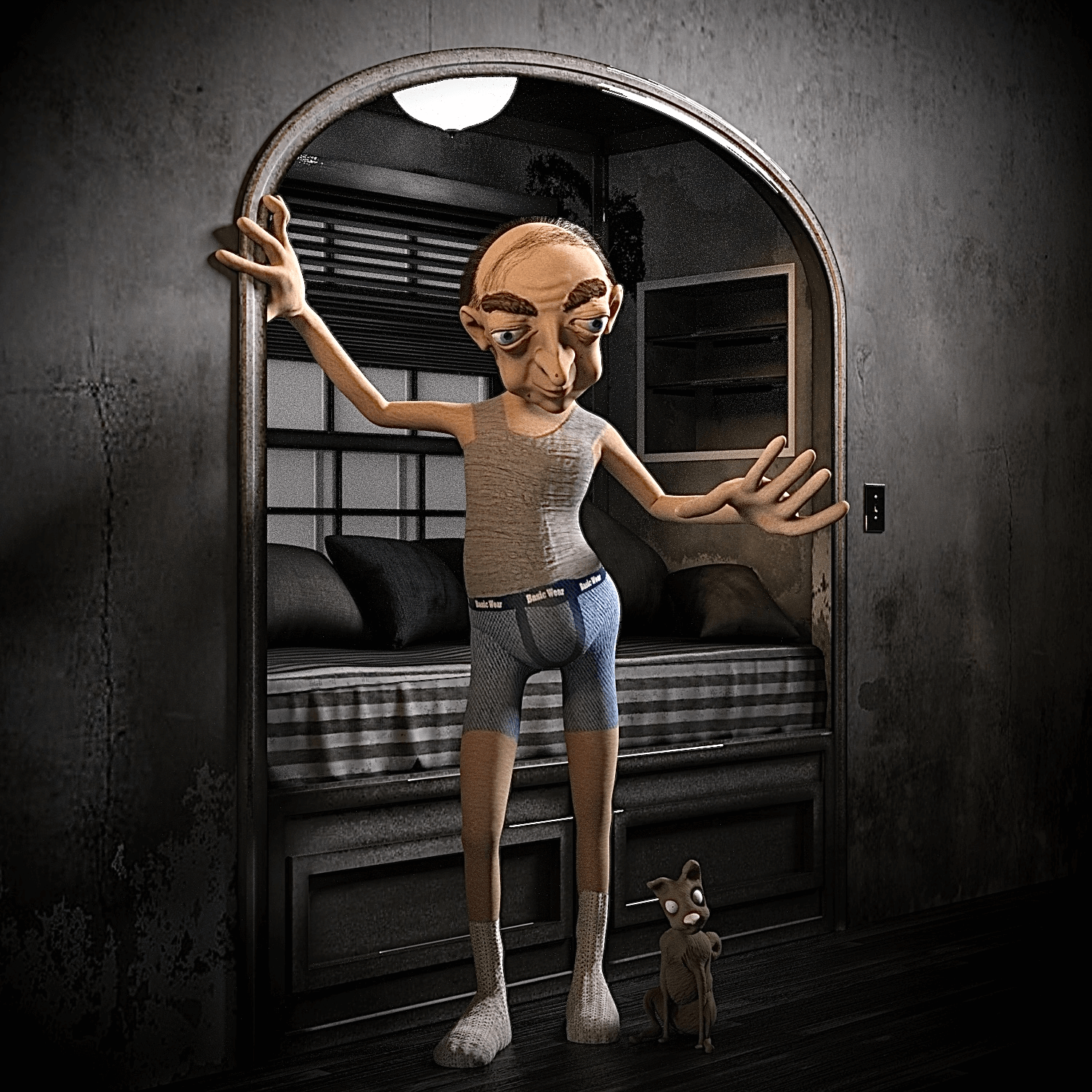 The Old Man 3D Render, Digital Art by MysticArtDesign