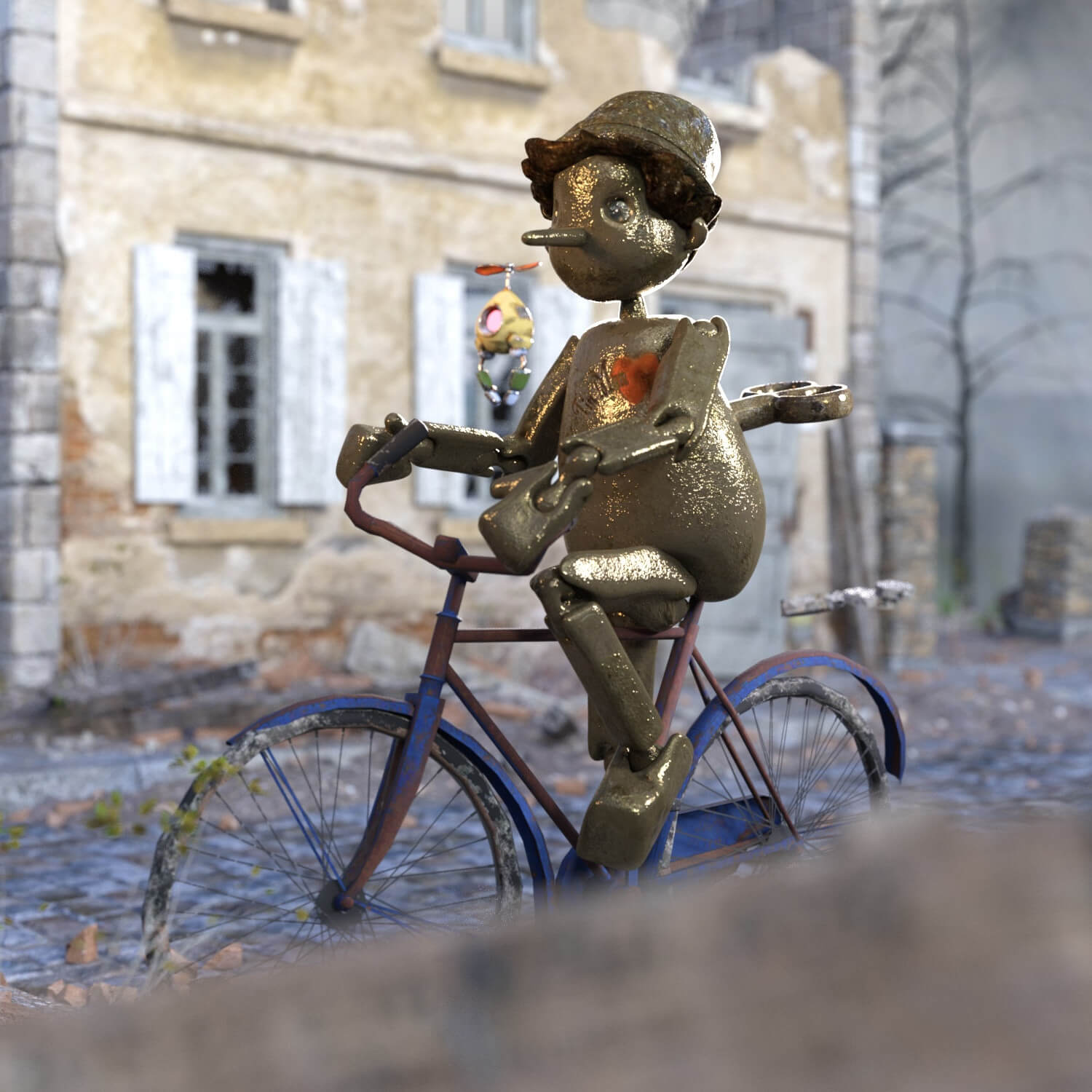 Wooden Mecha - Tin Man Style 3D Render by MysticArtDesign