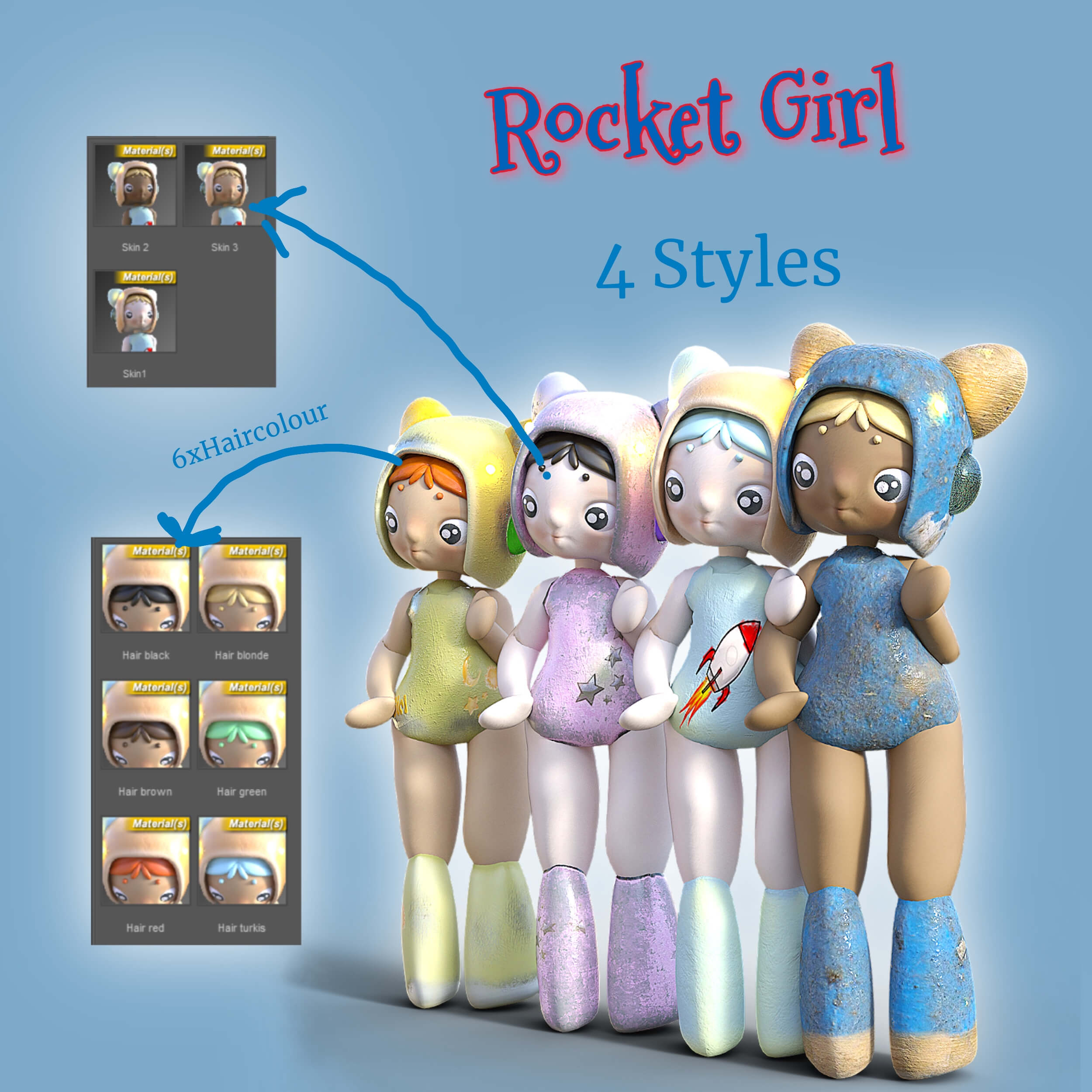 Cute Rocket Girl - Daz Content by MysticArtDesign