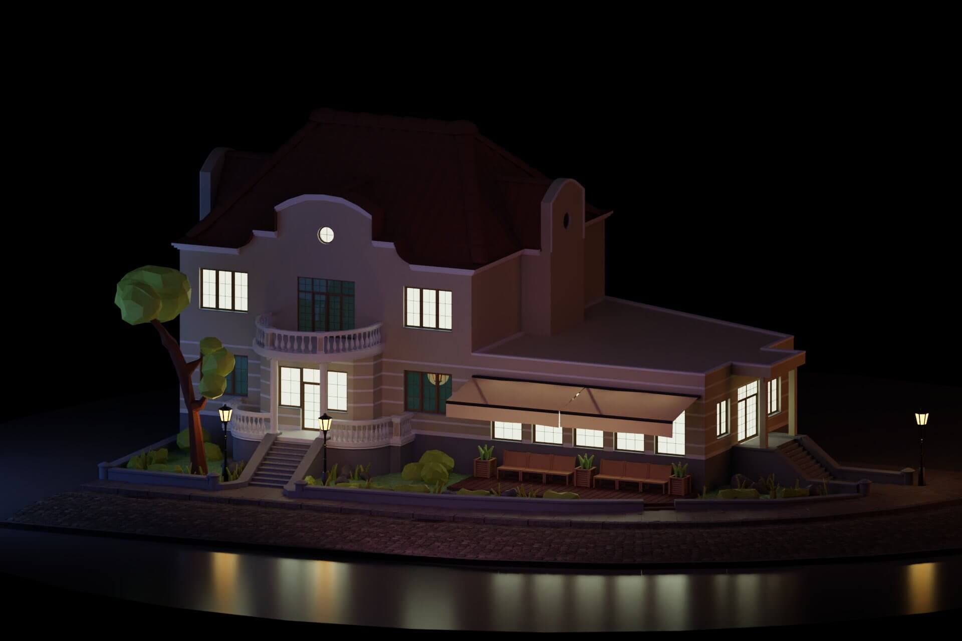 Cafe Building - 3D Model by NaCl
