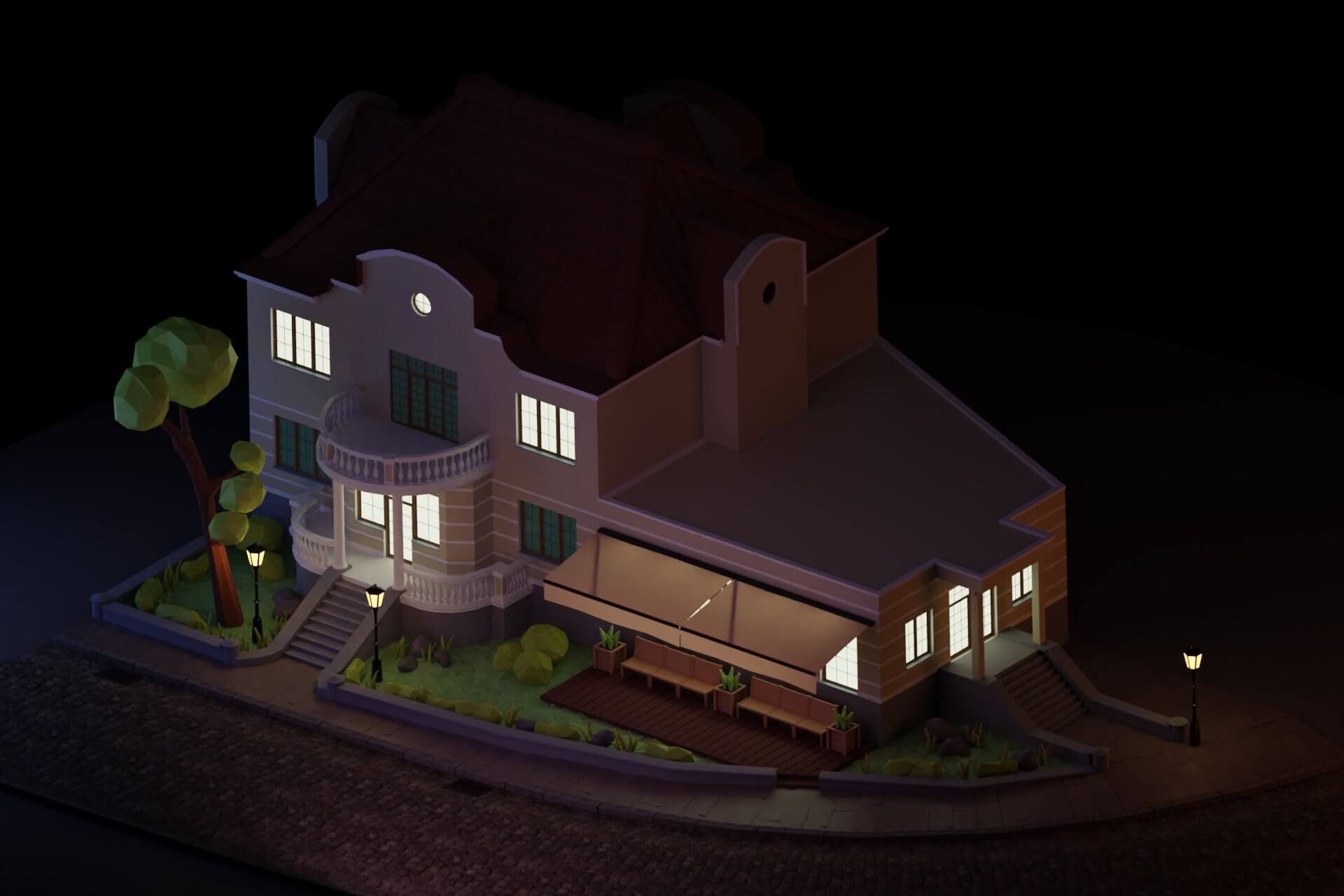 Cafe Building - 3D Model by NaCl