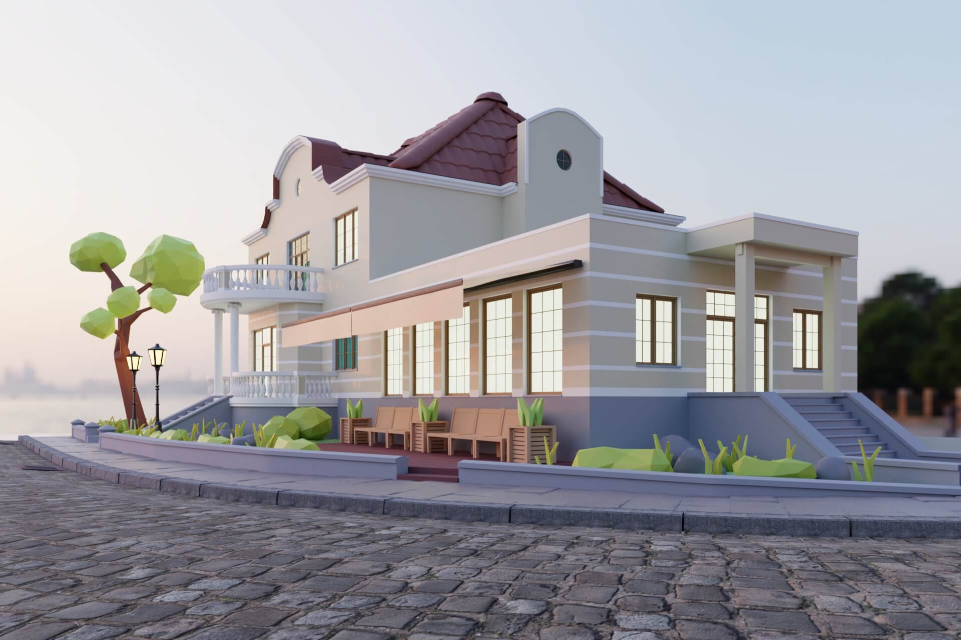 Cafe Building - 3D Model by NaCl