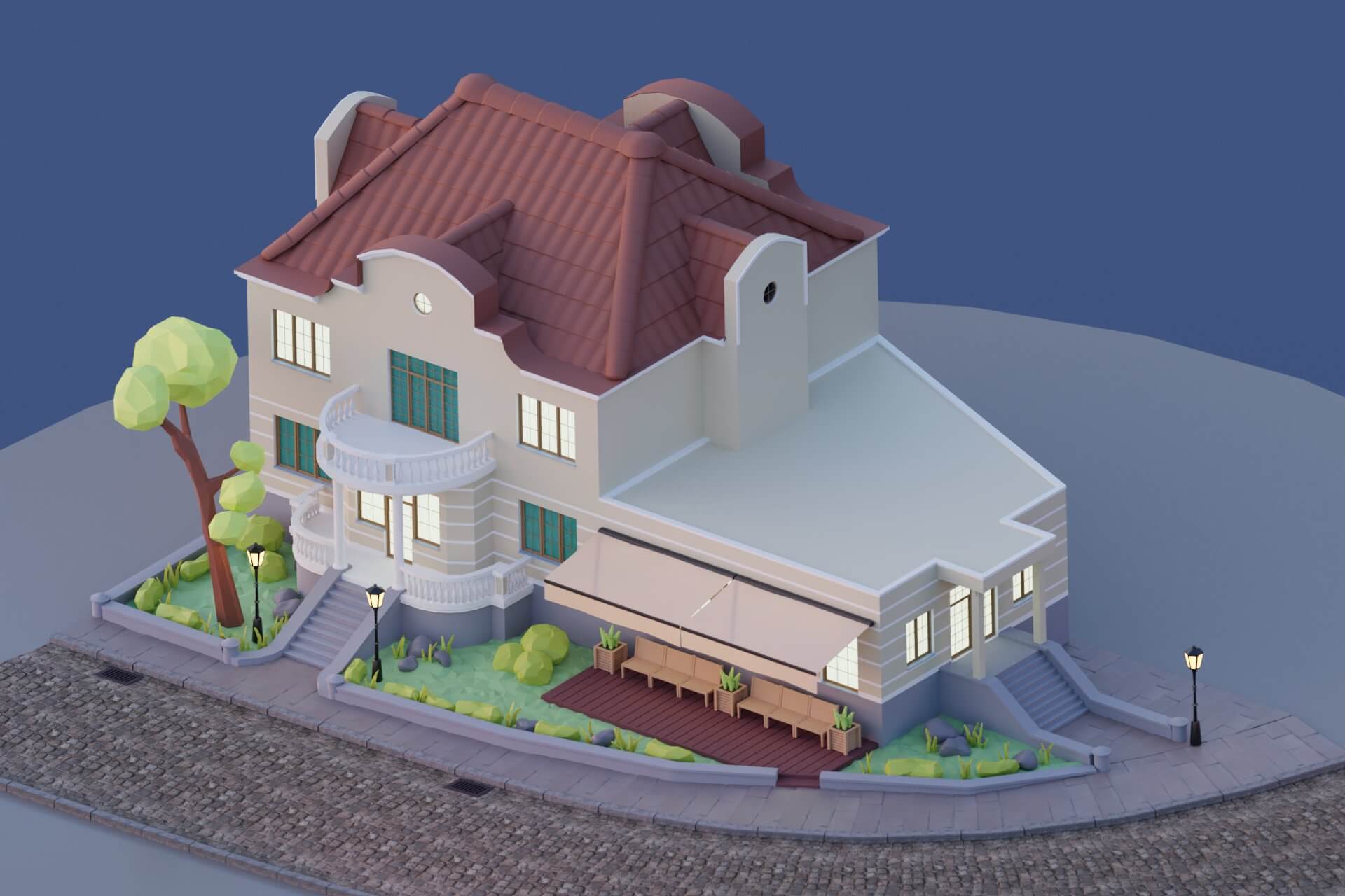 Cafe Building - 3D Model by NaCl