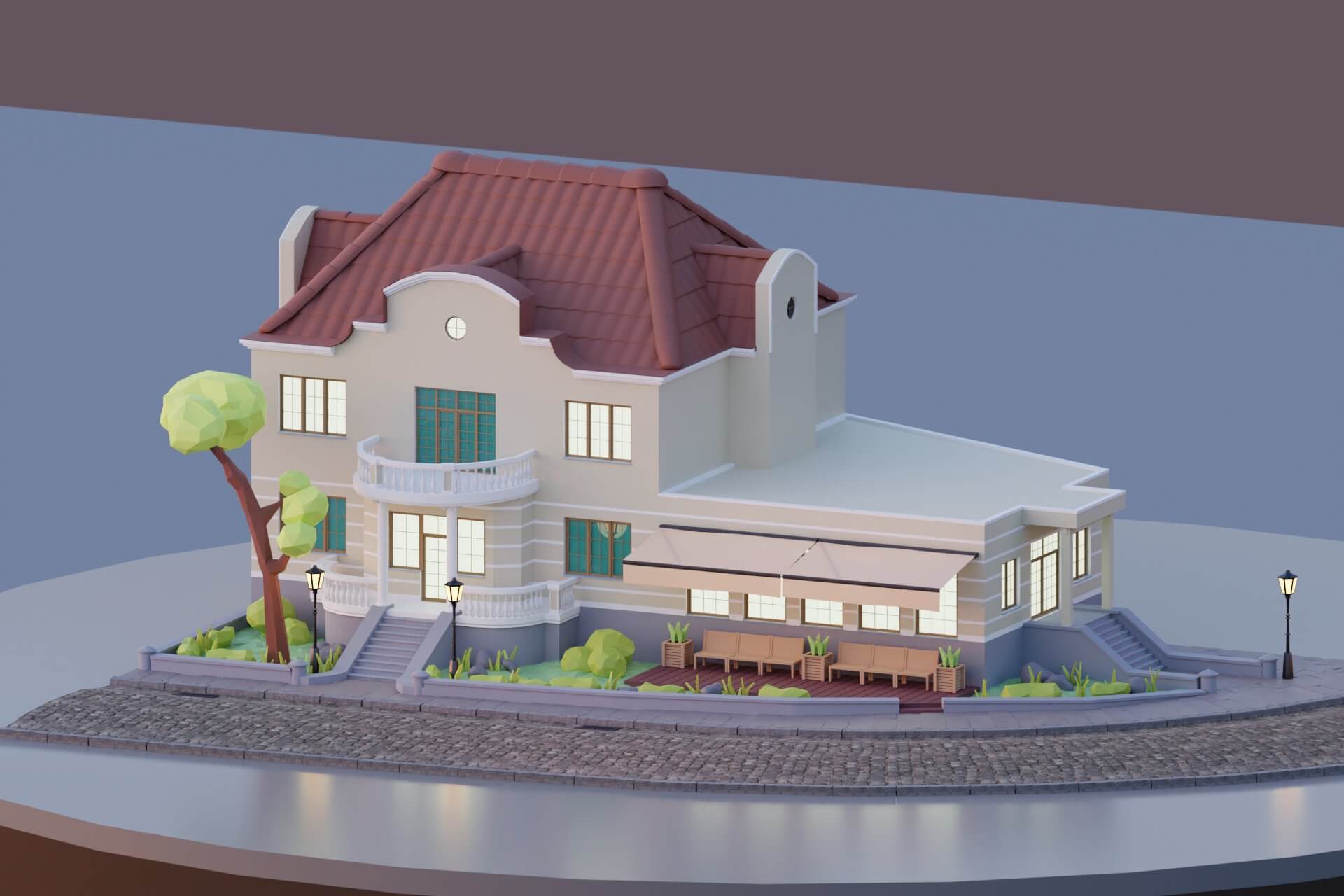 Cafe Building - 3D Model by NaCl