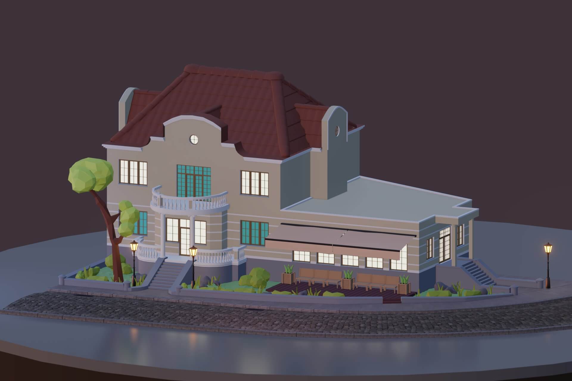 Cafe Building - 3D Model by NaCl
