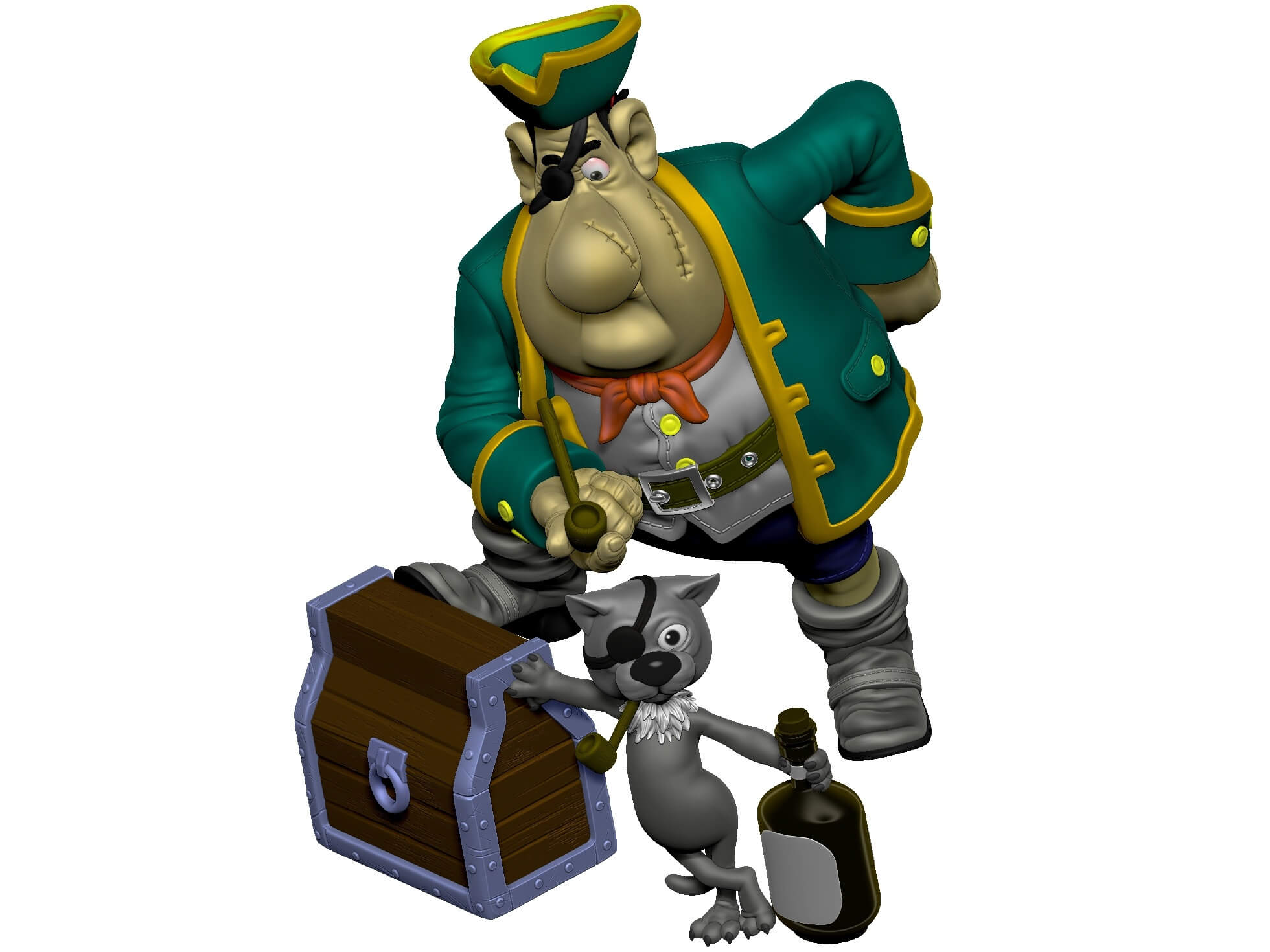 Billy Bones With a Cat - 3D Model by naeem32