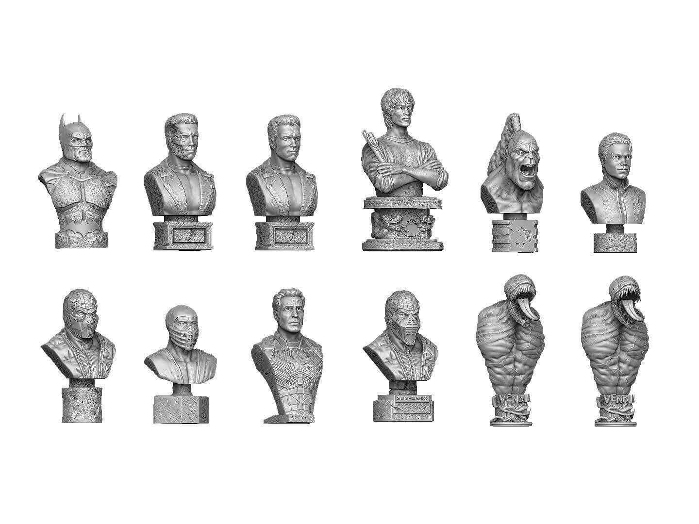 Busts Set of 9 Characters - 3D Model by naeem32