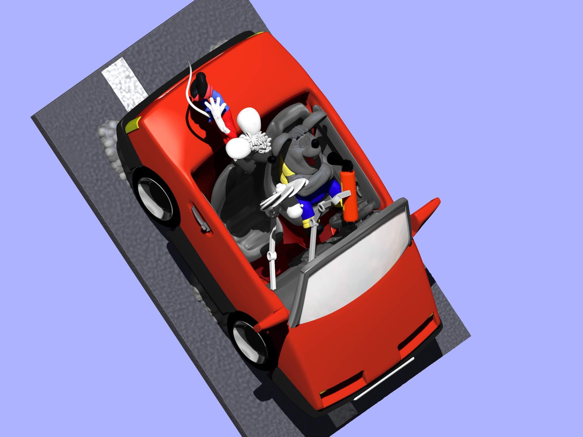 Car With Two Mice - 3D Model by naeem32