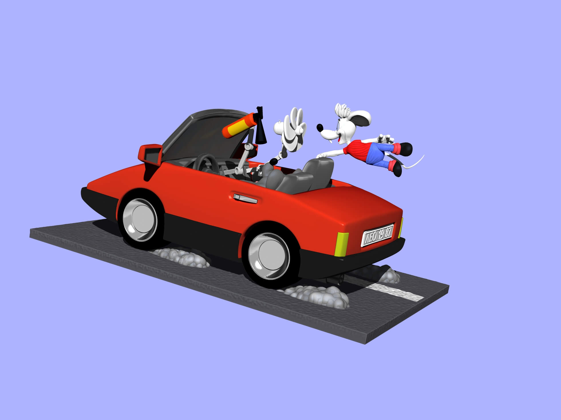 Car With Two Mice - 3D Model by naeem32