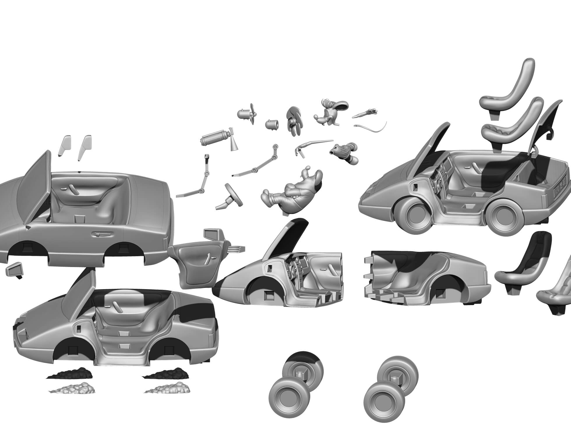 Car With Two Mice - 3D Model by naeem32