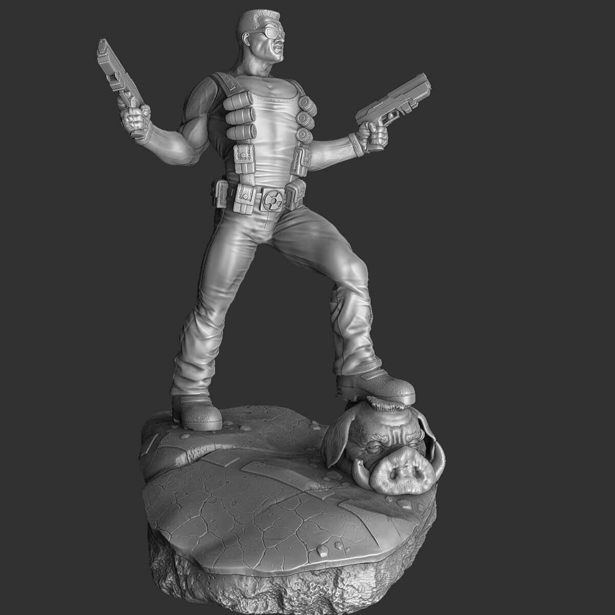 Duke Nukem With Boar's Head - 3D Model by naeem32