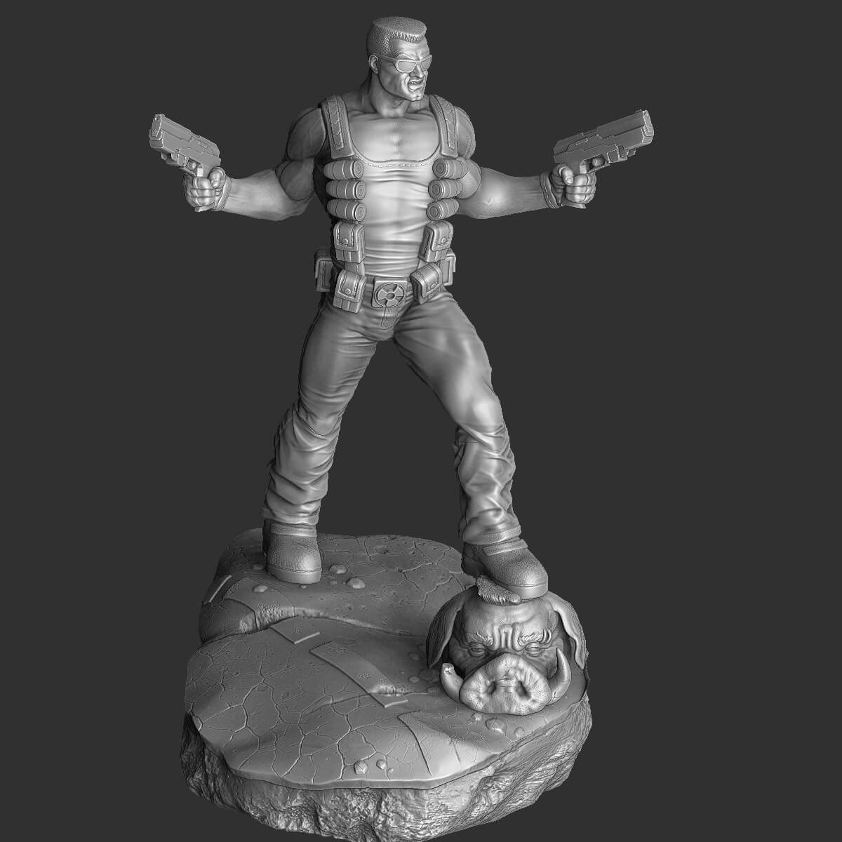 Duke Nukem With Boar's Head - 3D Model by naeem32