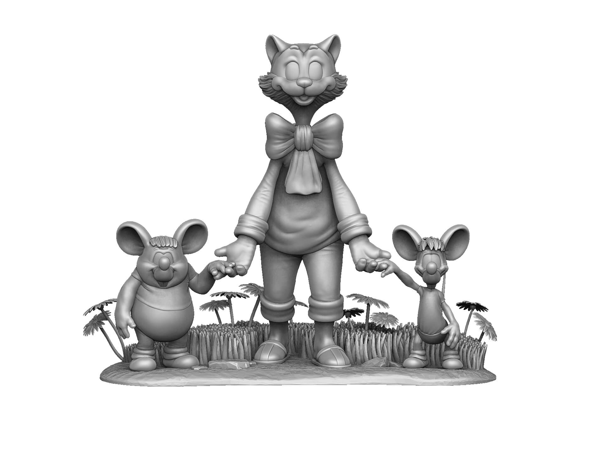 Leopold The Cat With Mice - 3D Model by naeem32