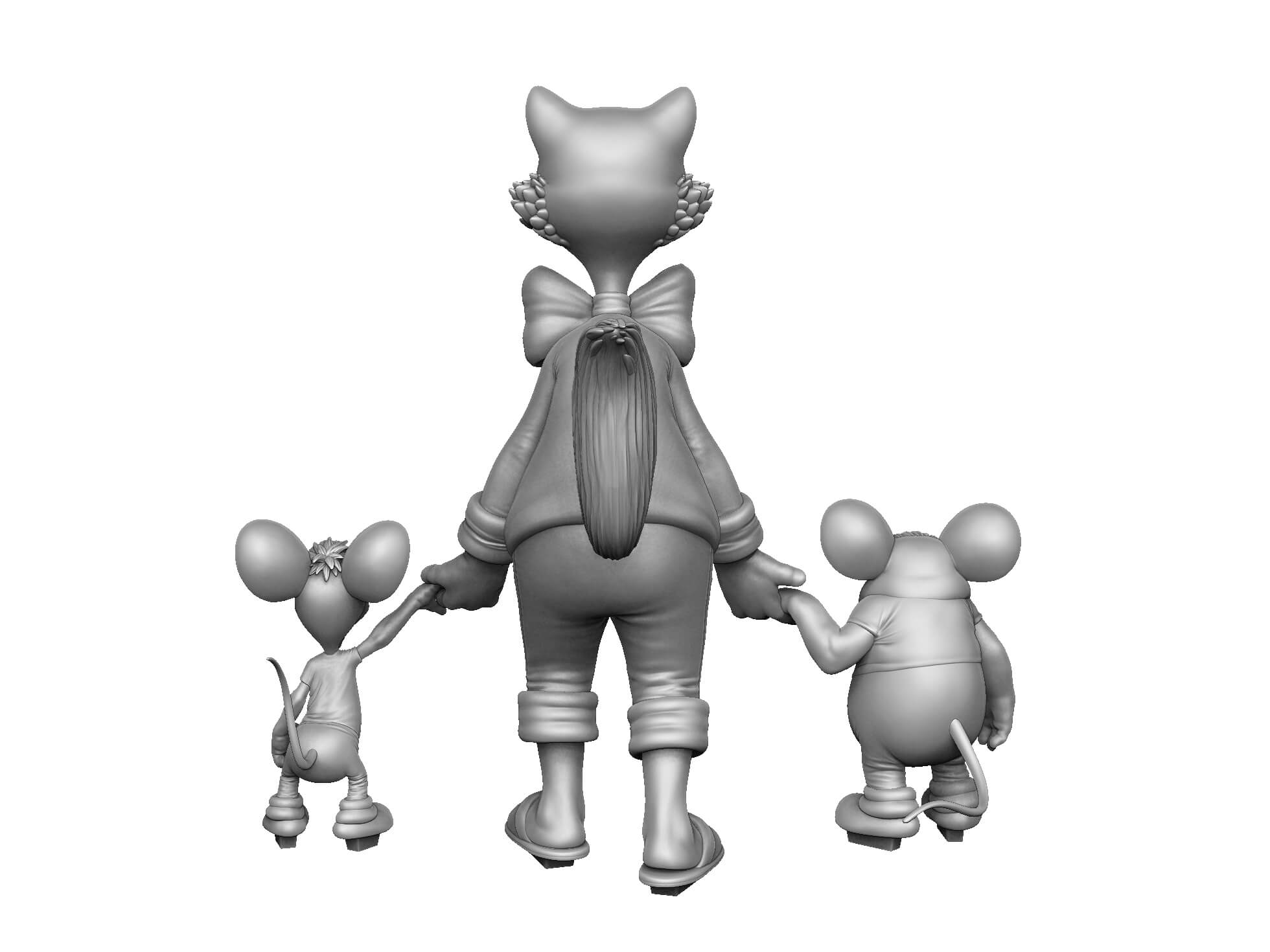 Leopold The Cat With Mice - 3D Model by naeem32