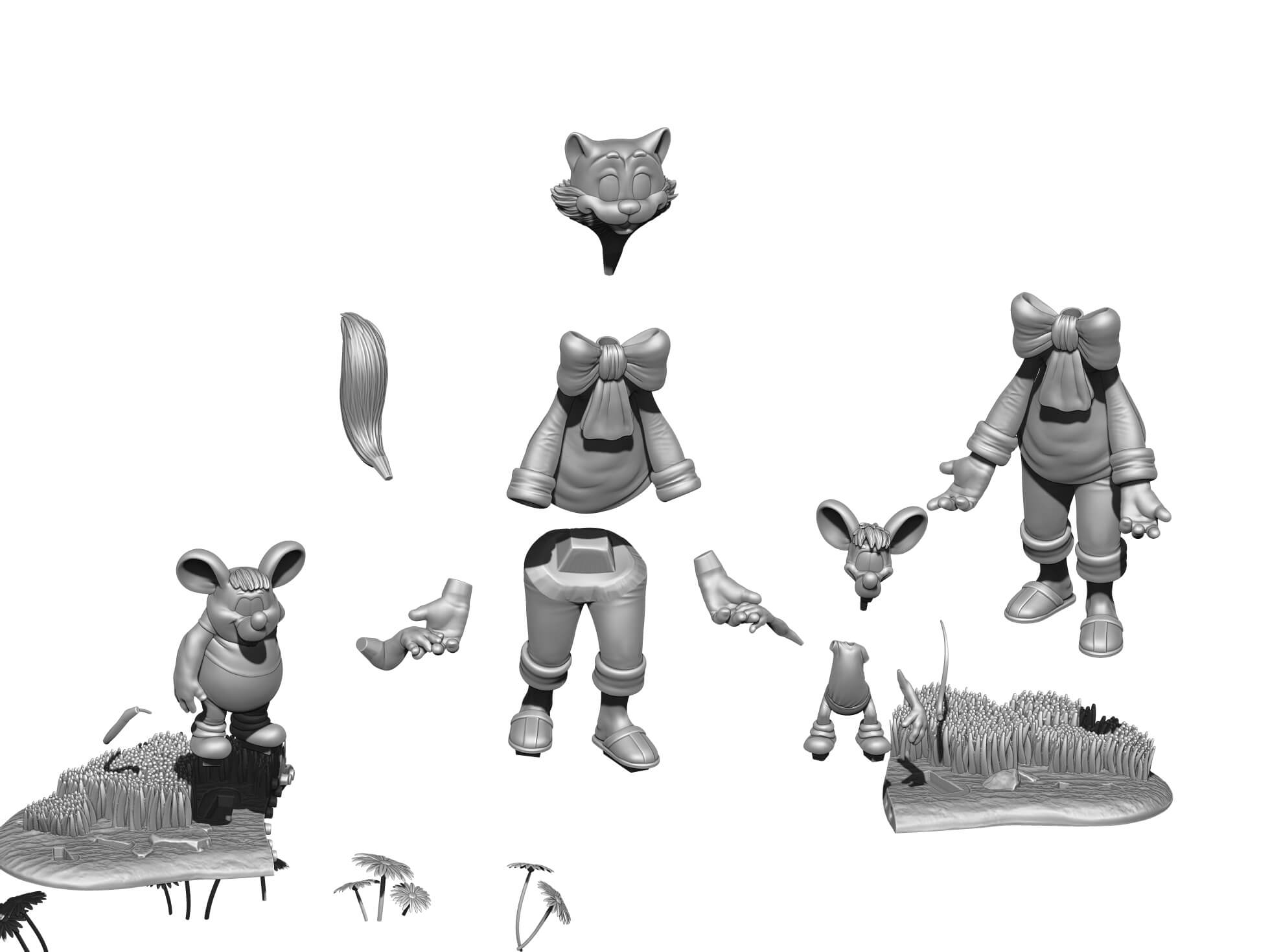 Leopold The Cat With Mice - 3D Model by naeem32