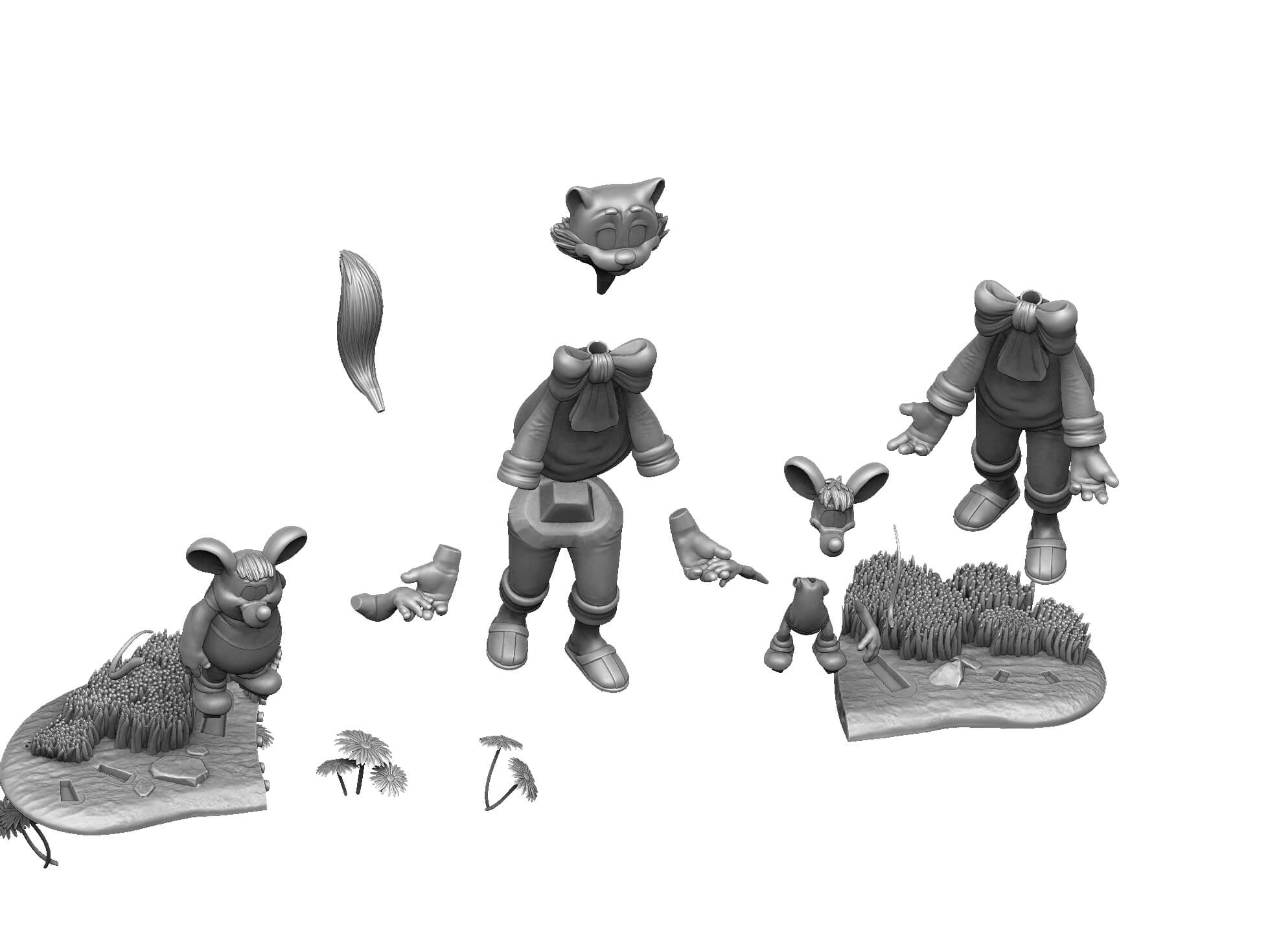 Leopold The Cat With Mice - 3D Model by naeem32