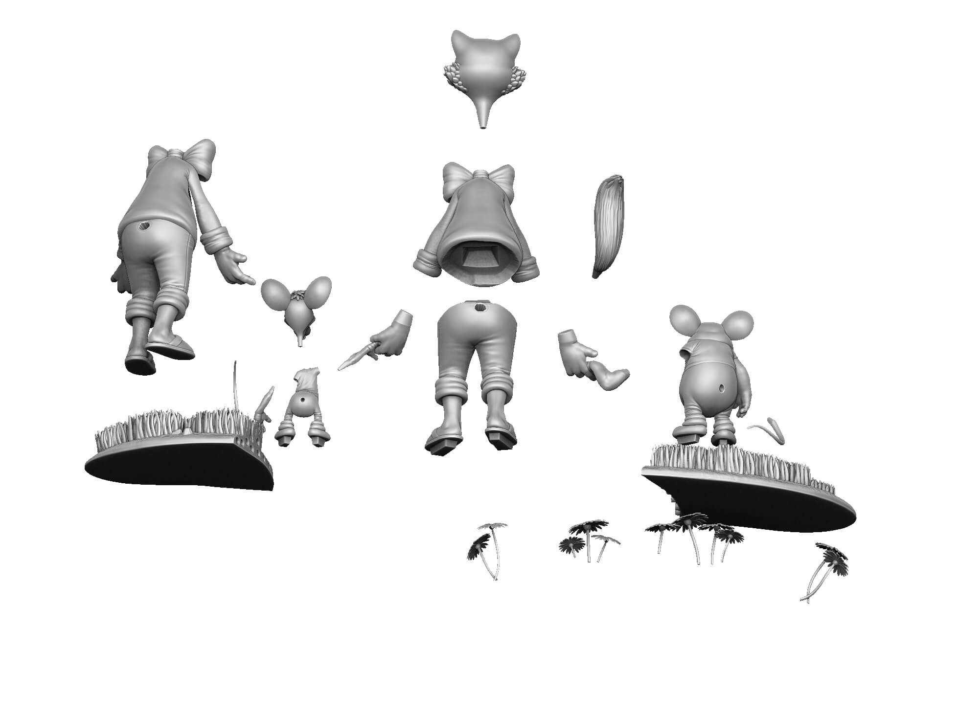 Leopold The Cat With Mice - 3D Model by naeem32