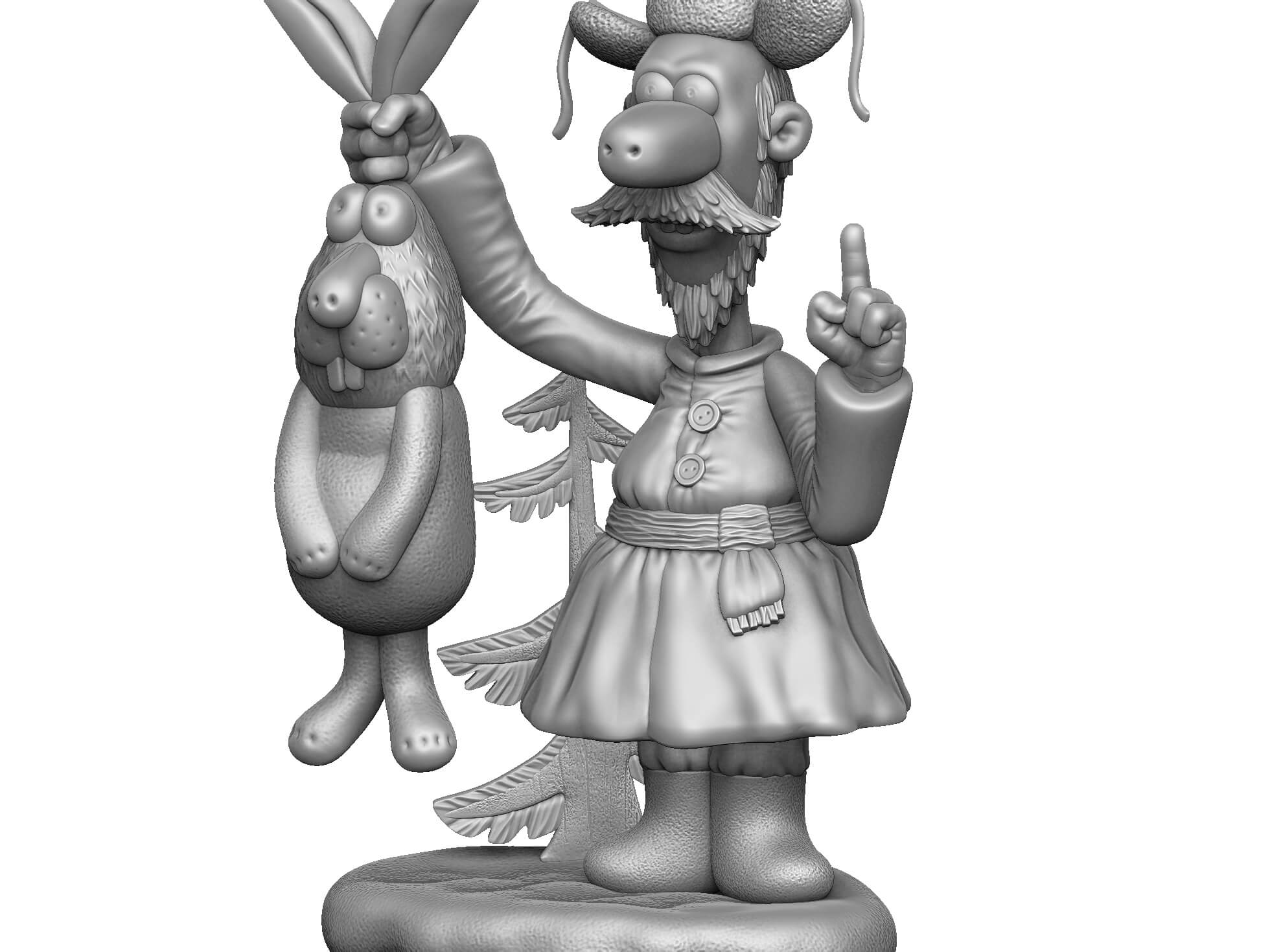 Man With a Hare - 3D Model by naeem32