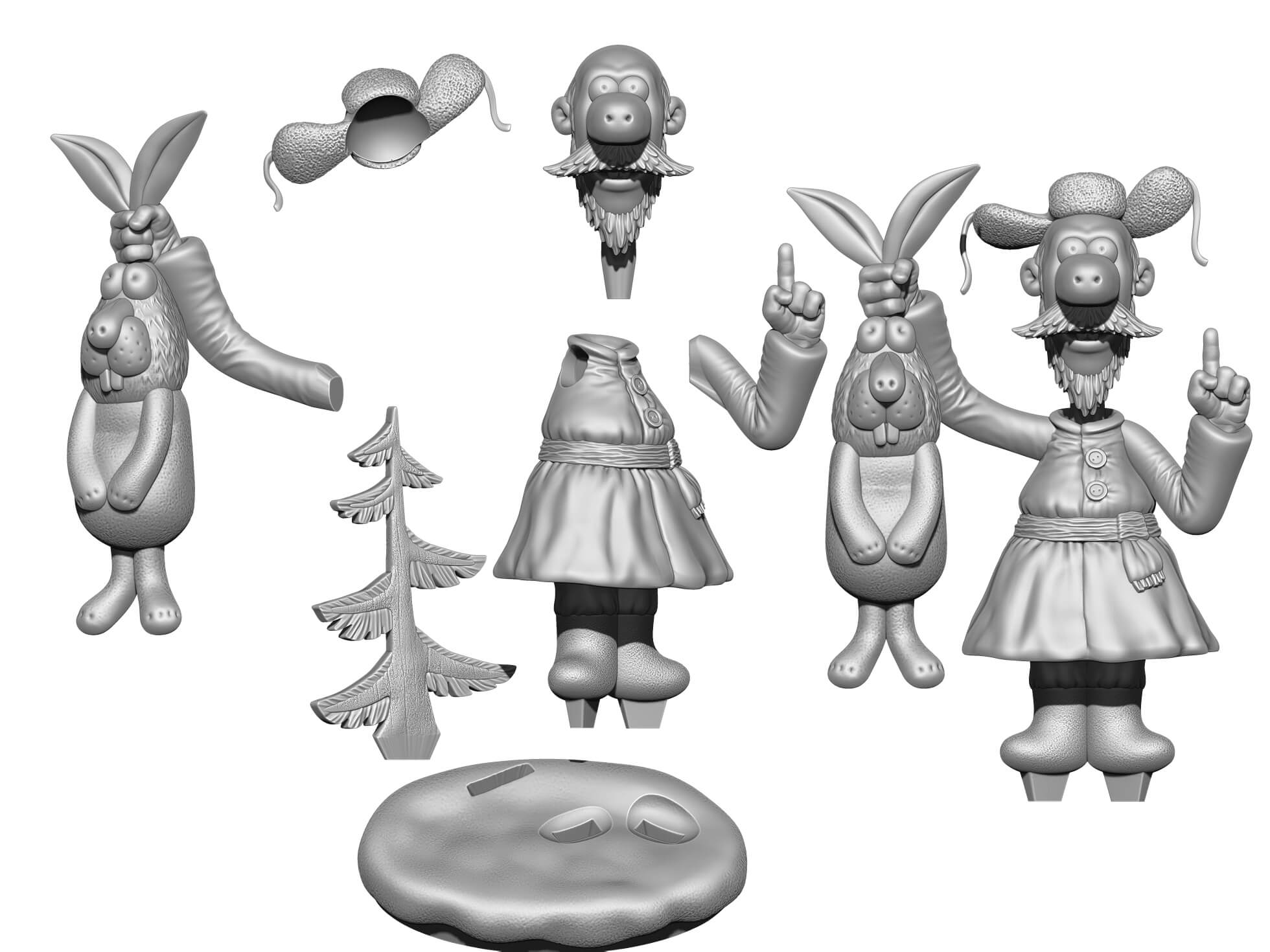 Man With a Hare - 3D Model by naeem32