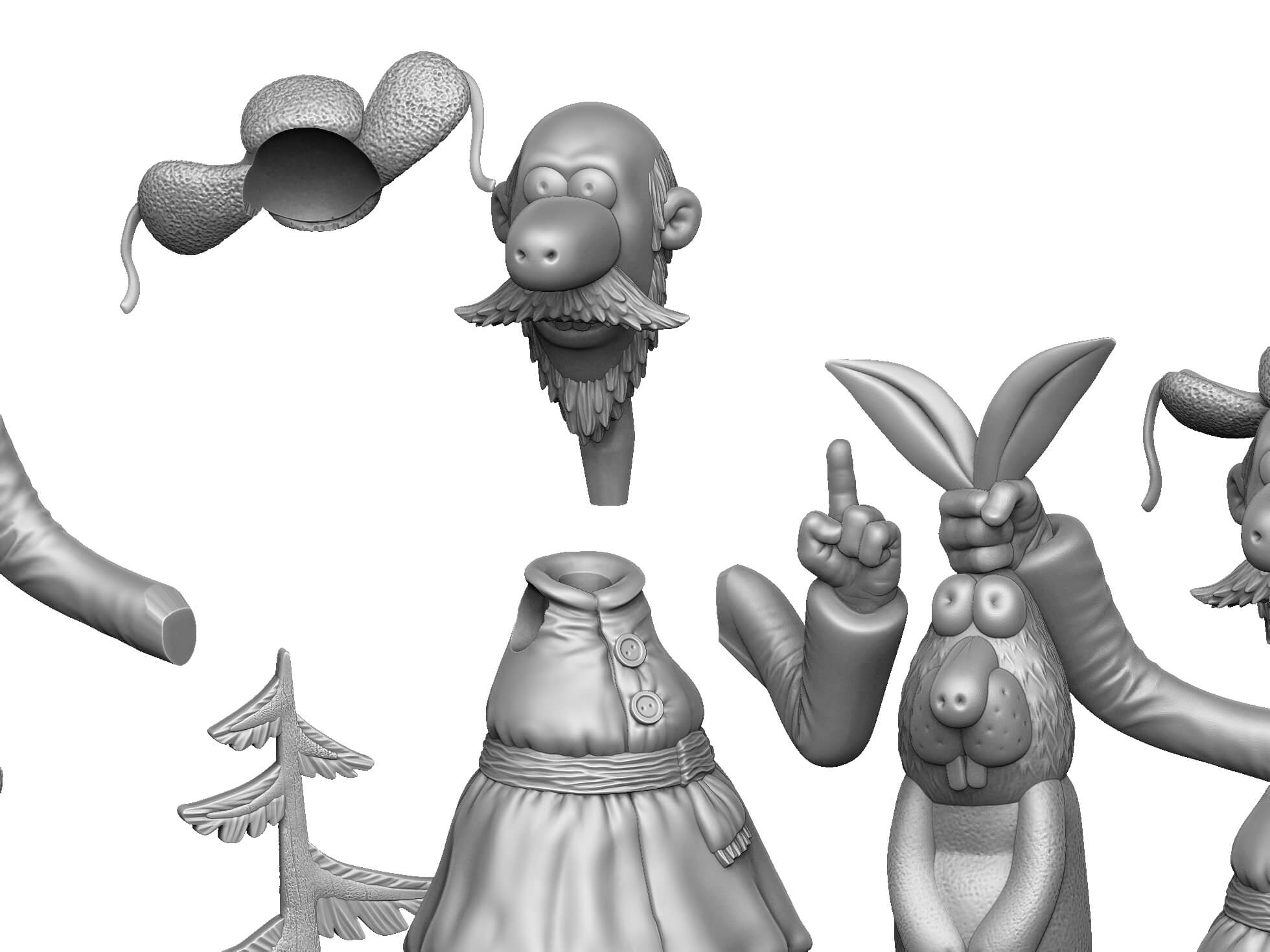 Man With a Hare - 3D Model by naeem32