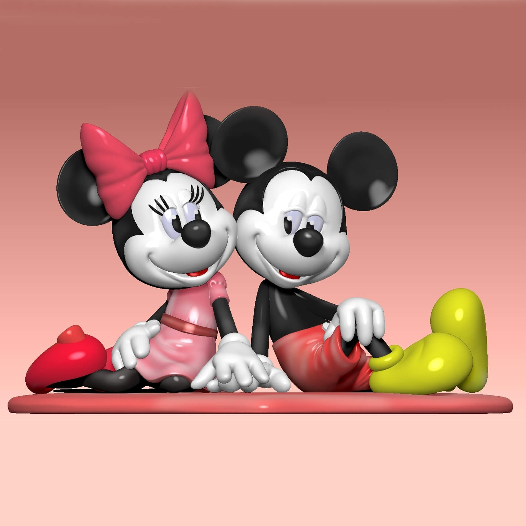 Mickey and Minnie Mouse Lovers for 3D Printing Stl by naeem32