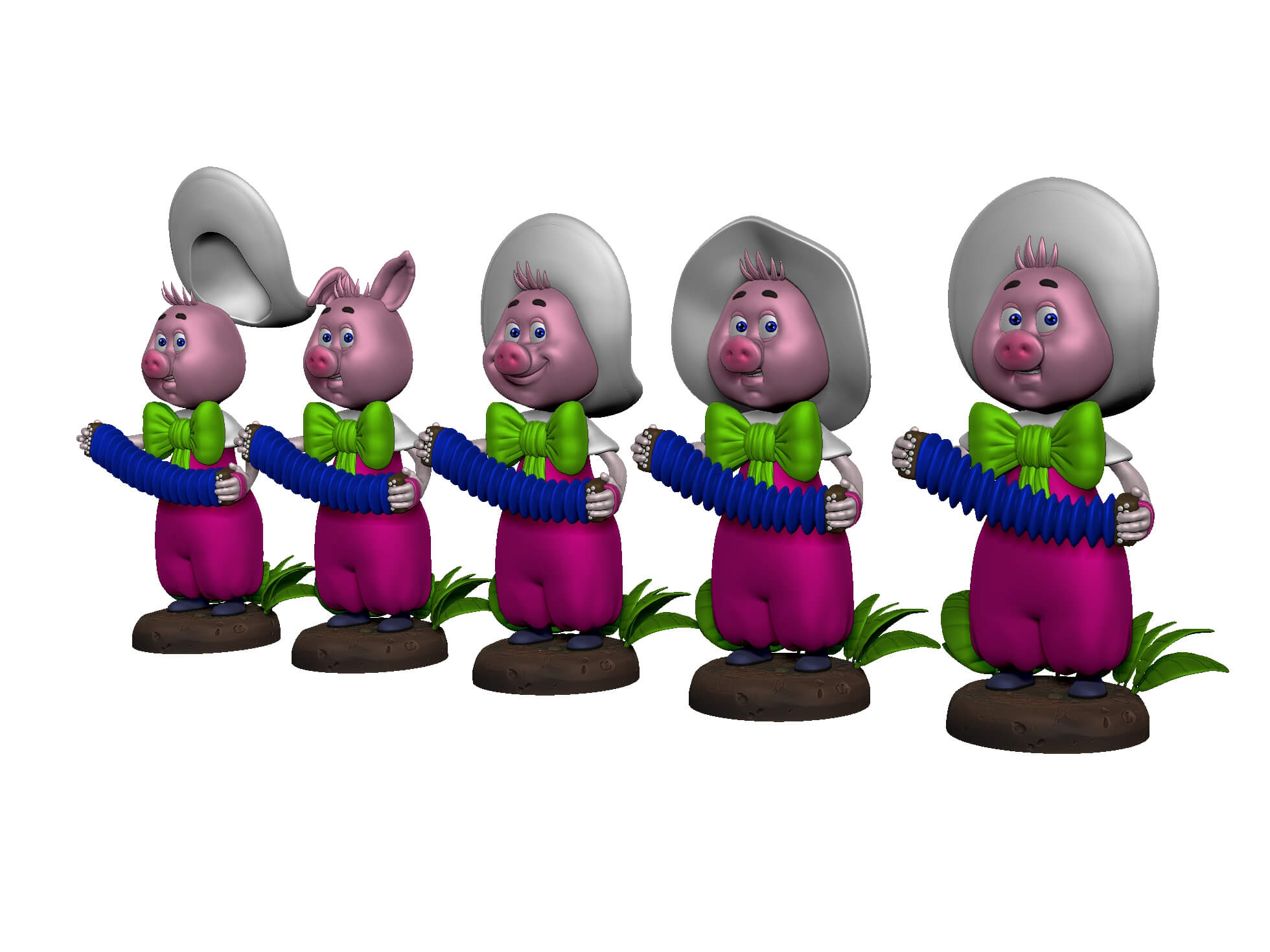 Pig Funtik With Accordion - 3D Model by naeem32