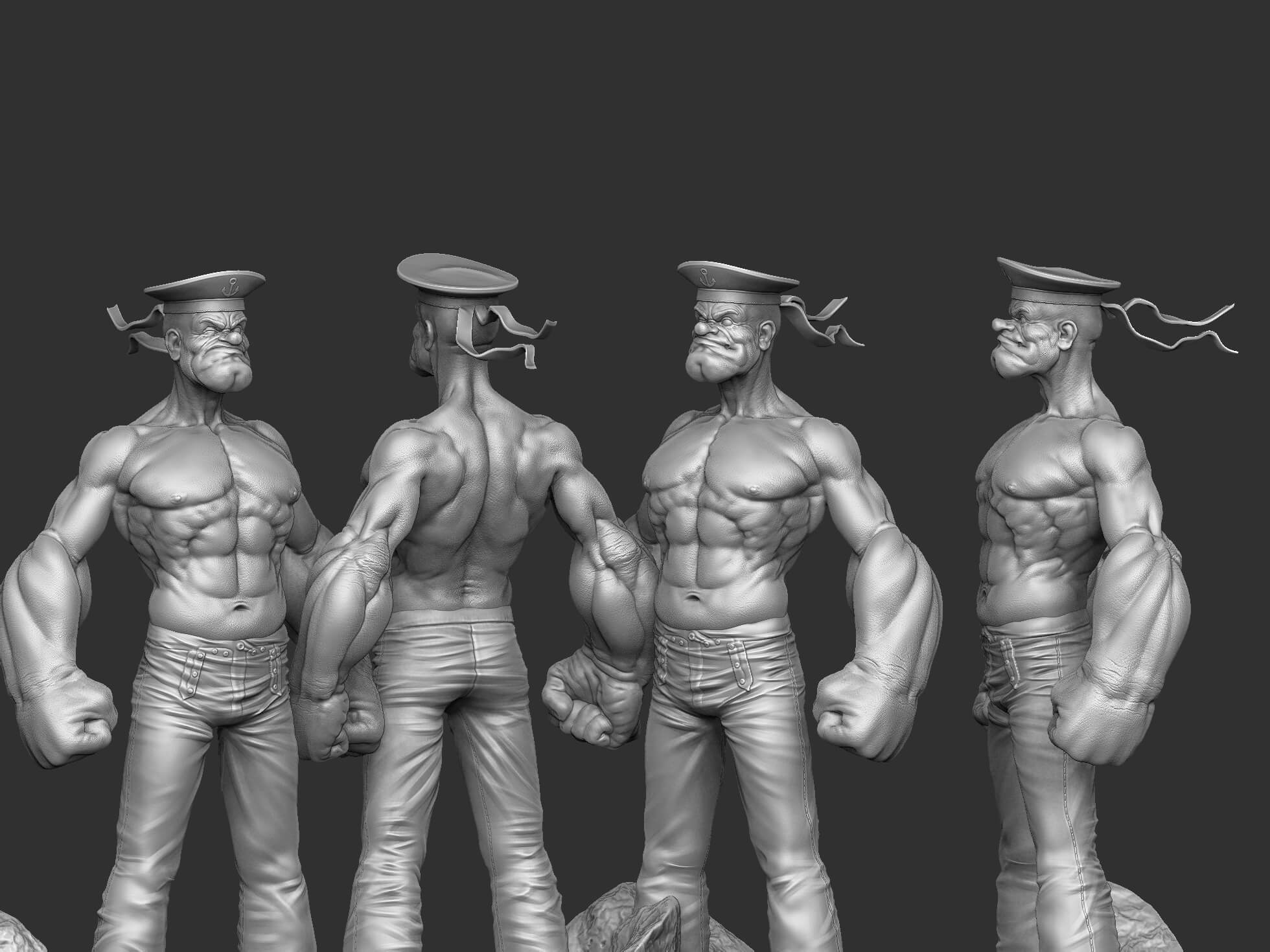 Popeye The Sailor in a Cap - 3D Model by naeem32