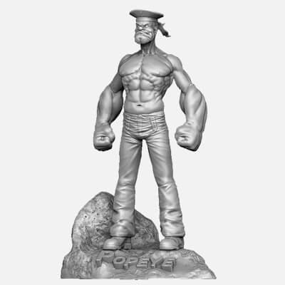 Popeye The Sailor in a Cap - 3D Model by naeem32