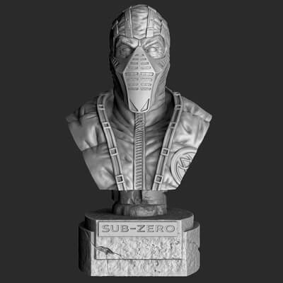 Sub-Zero Bust 2 in Mortal Kombat 3D Model by naeem32