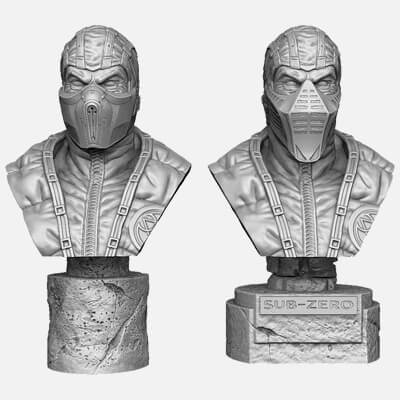 Sub-Zero Bust (2 Masks Options) in Mortal Kombat 3D Model by naeem32