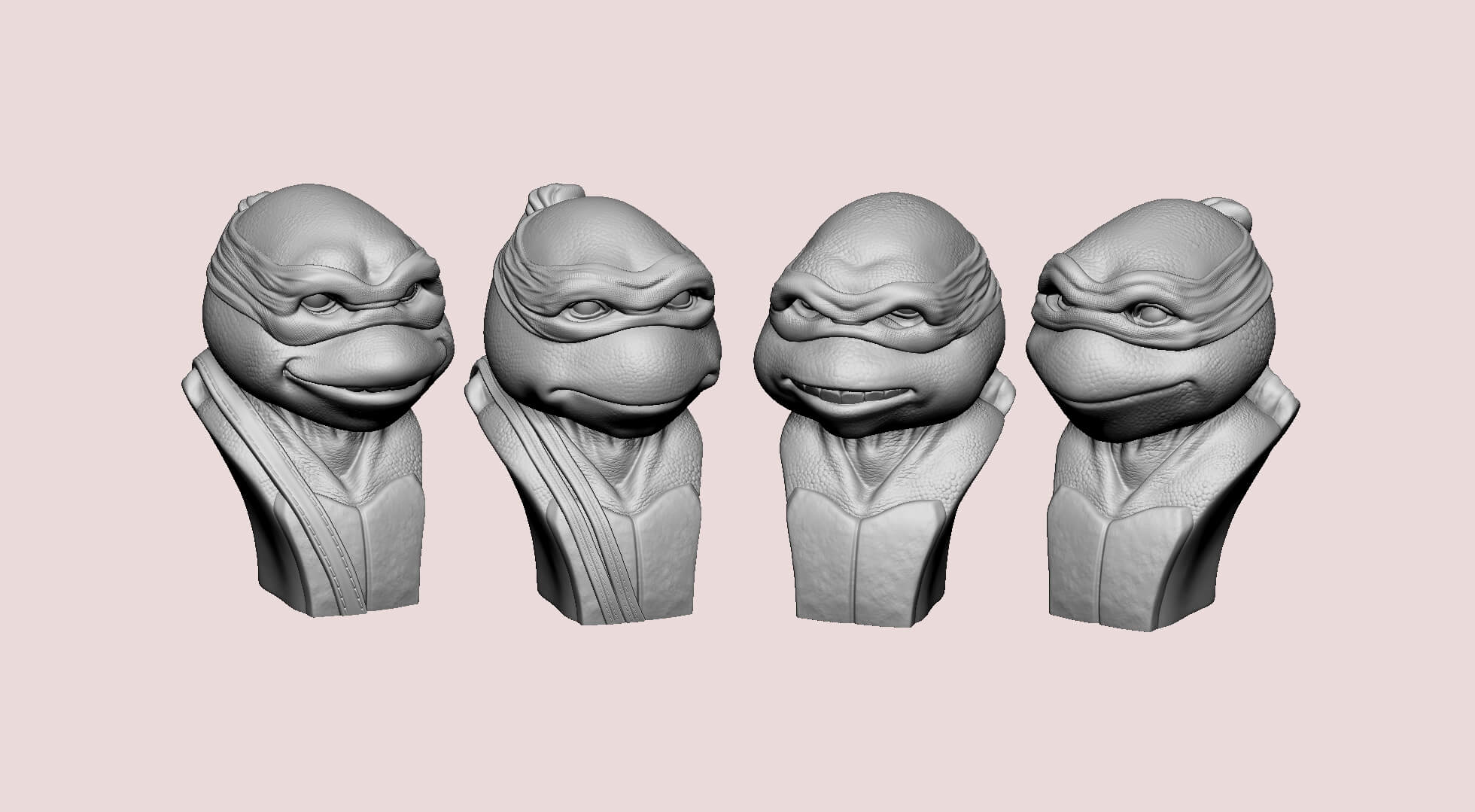 4 Ninja Turtles Busts - 3D Model by naeem32